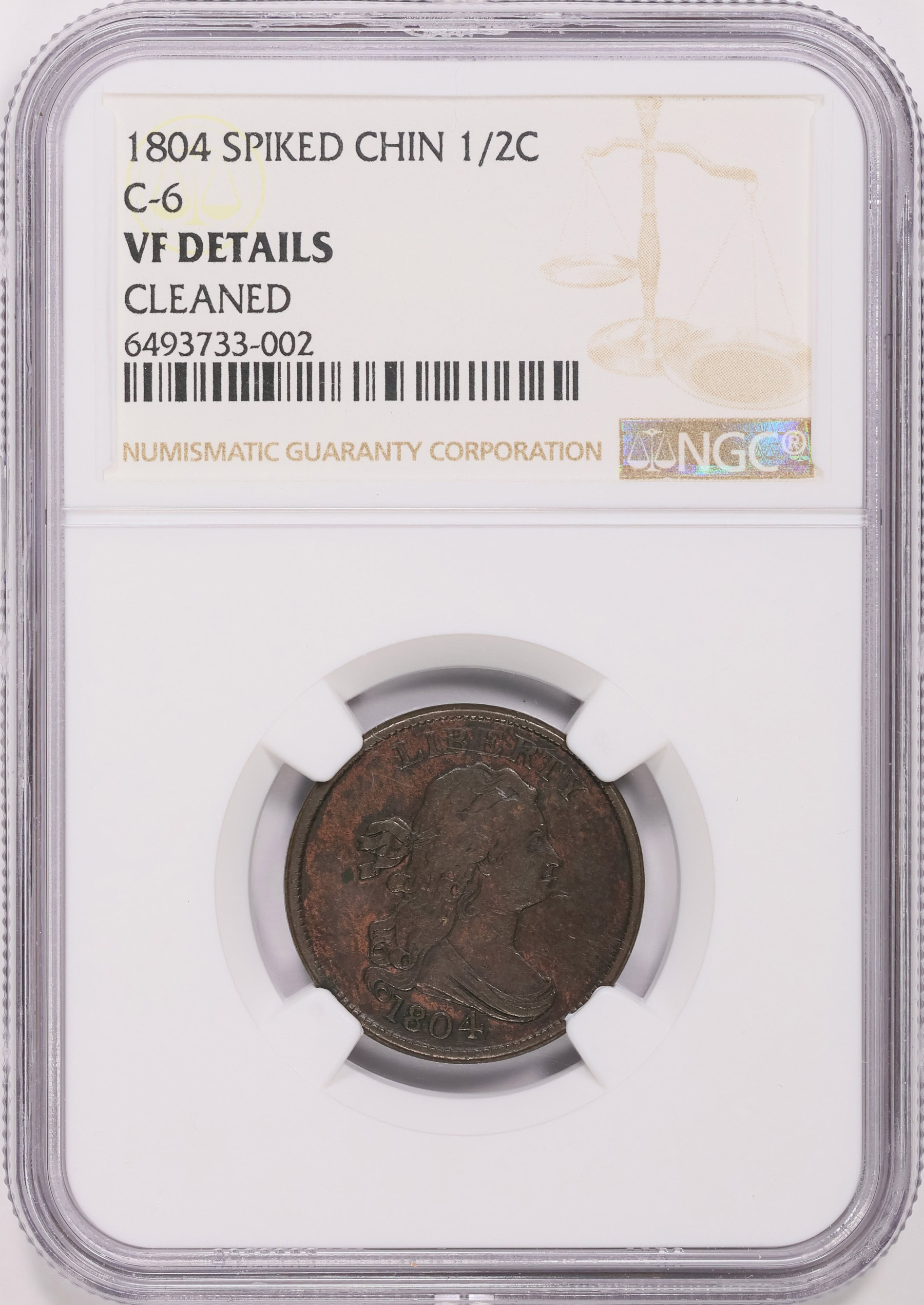 Collectors Corner - 1804 1/2C C-6 Spiked Chin NGC Details - #64866965