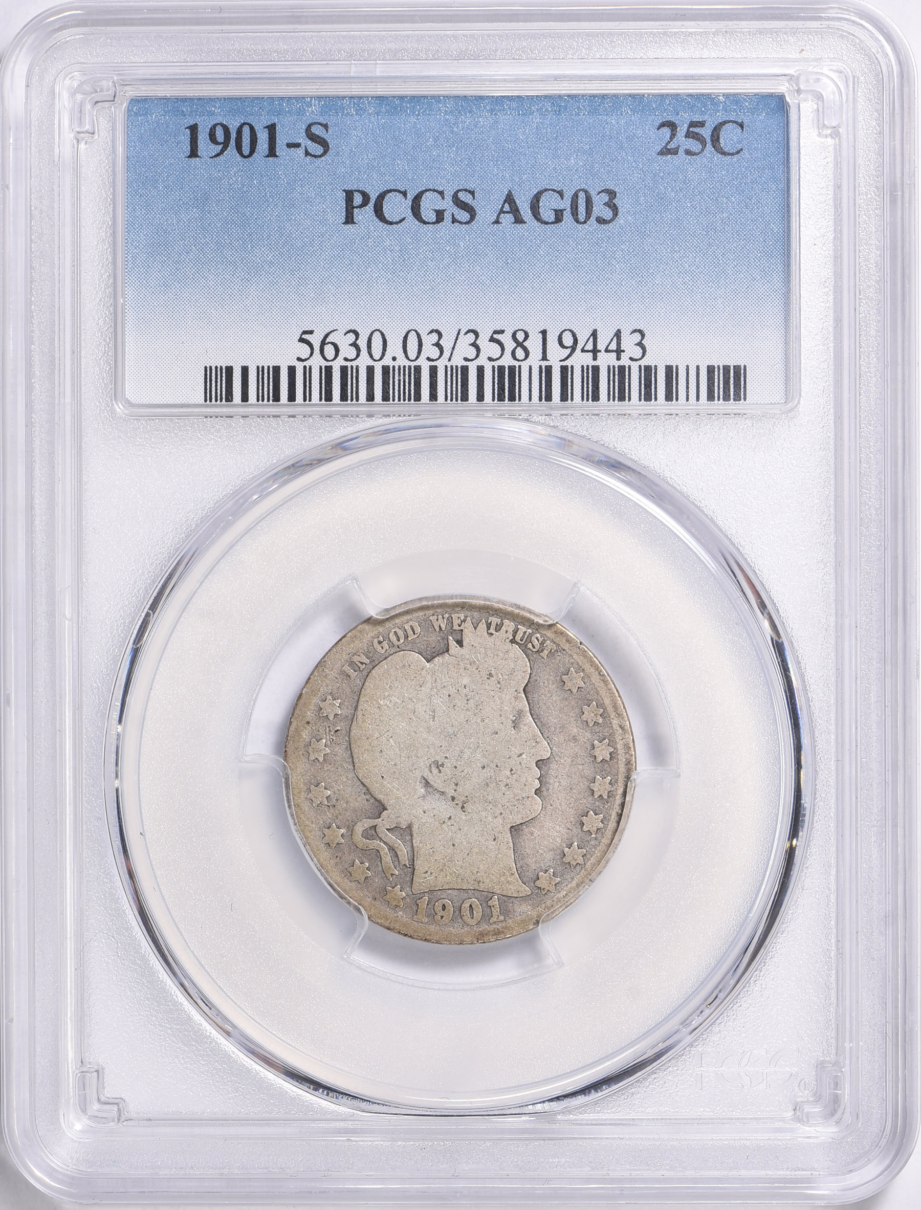 Collectors Corner - 1901-S 25C AG3 PCGS - #69846515
