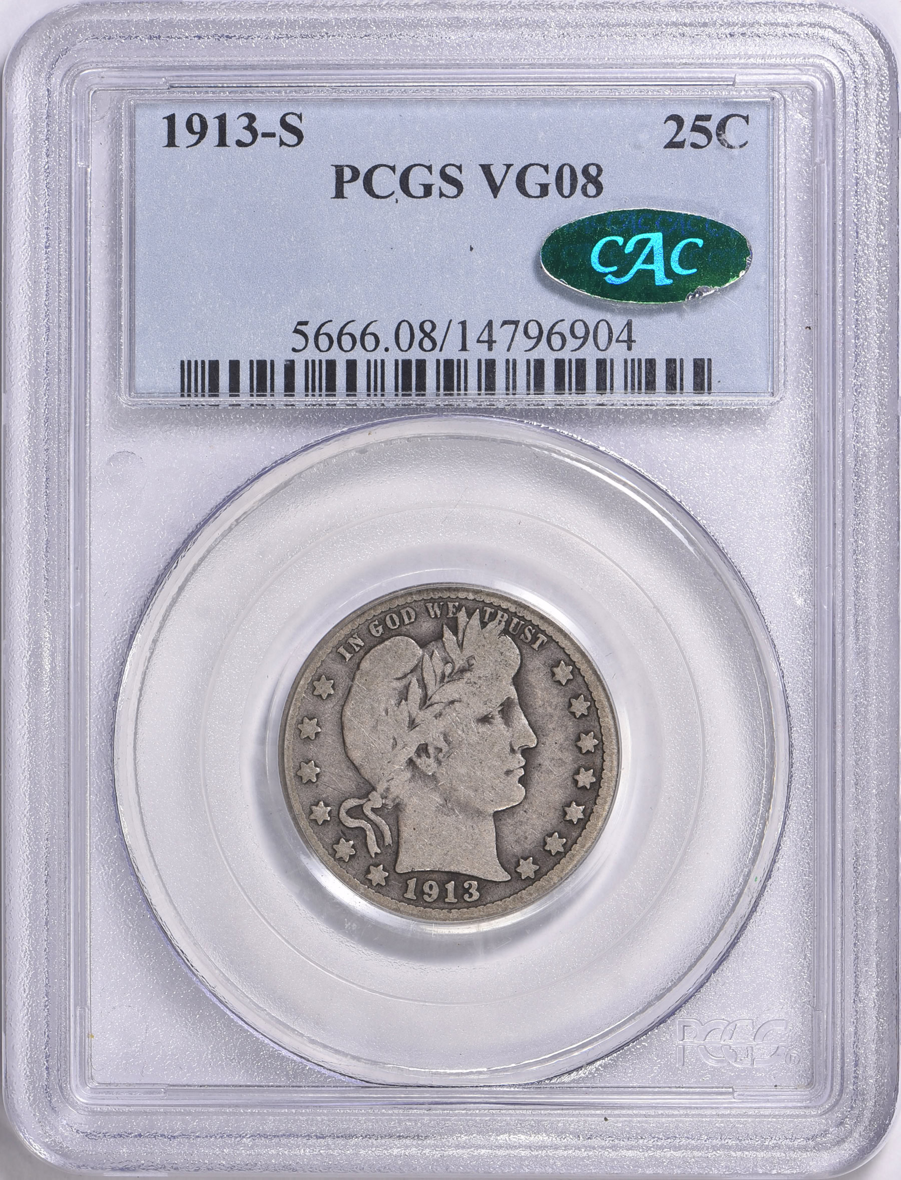 Collectors Corner - 1913-S 25C VG8 PCGS - #69952703