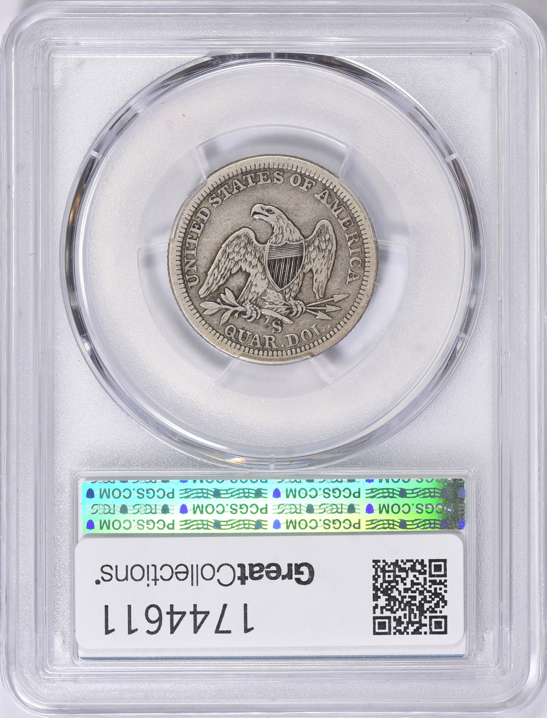 Collectors Corner - 1865-S 25C VF25 PCGS - #69300574