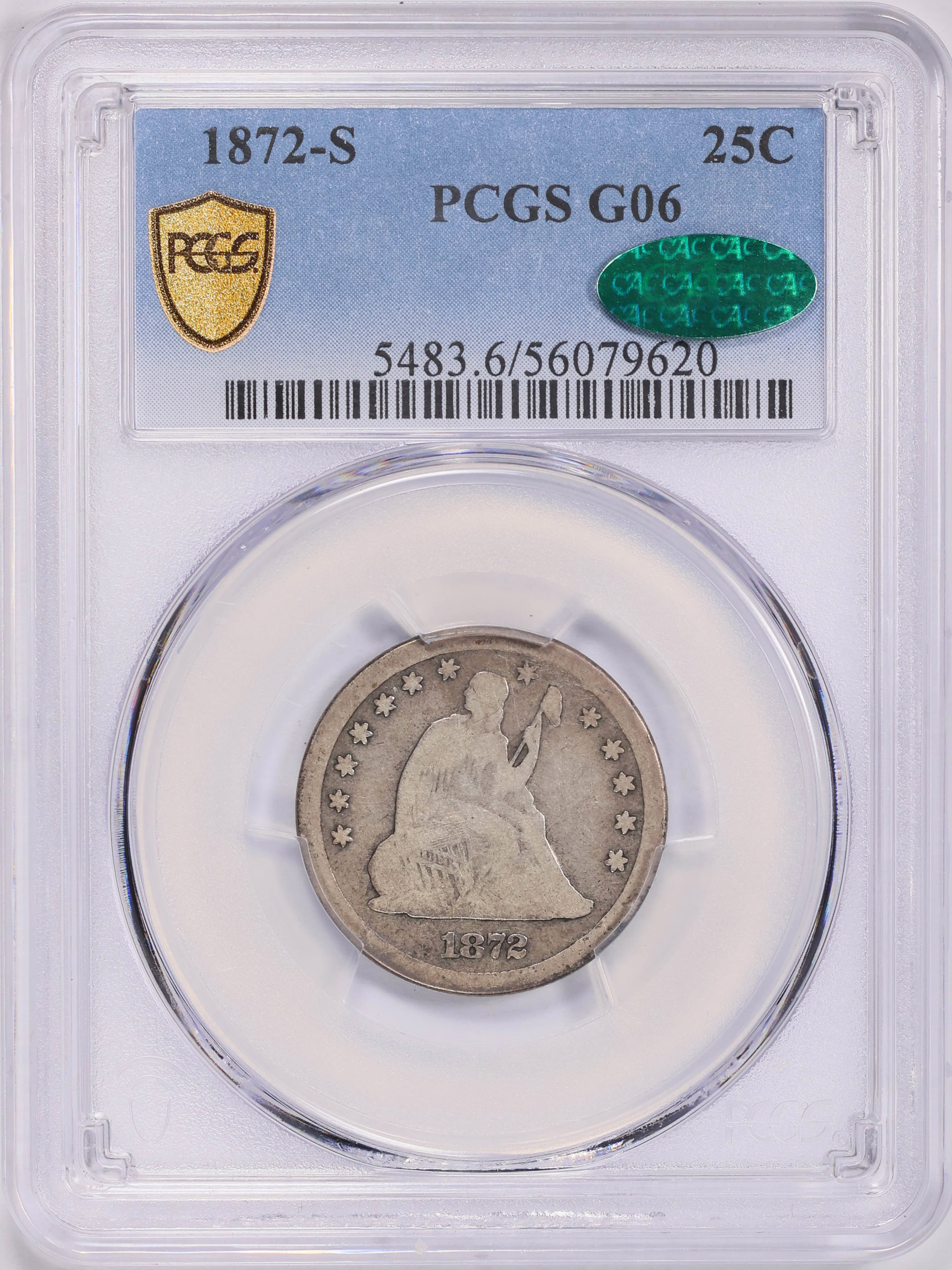 Collectors Corner - 1872-S 25C G6 PCGS - #70845780