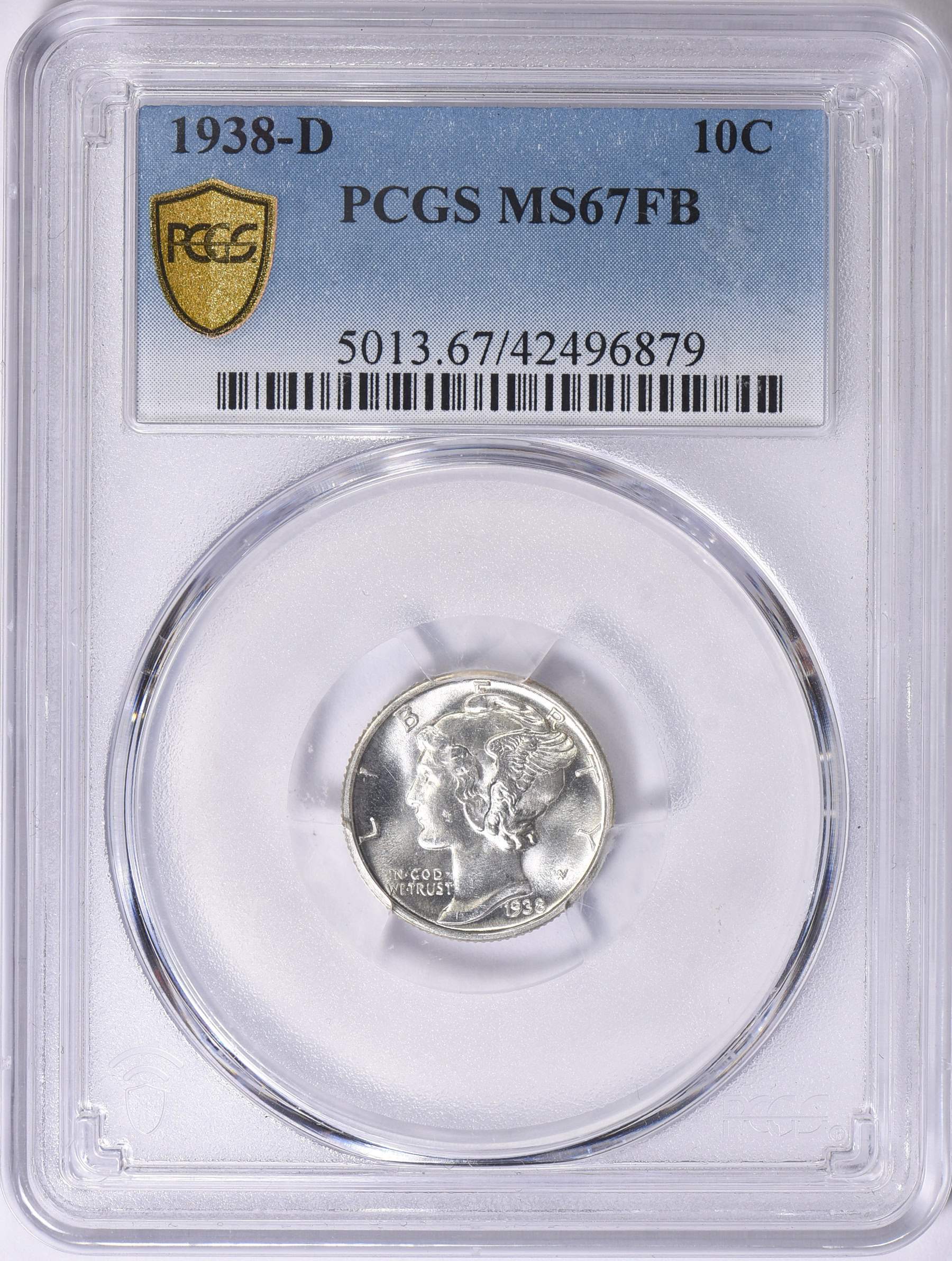 1938-D Mercury Dime PCGS MS-67 FB (Item 1000463) | GreatCollections Coin Auctions
