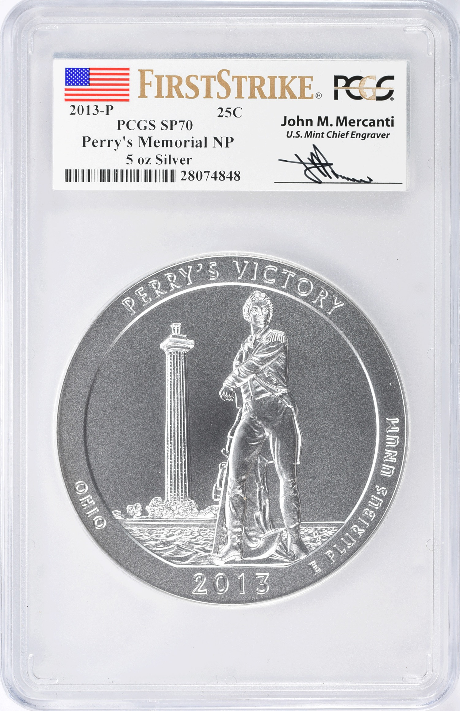 2013-P America the Beautiful 5 oz. Silver Quarter Perrys Memorial NP ...
