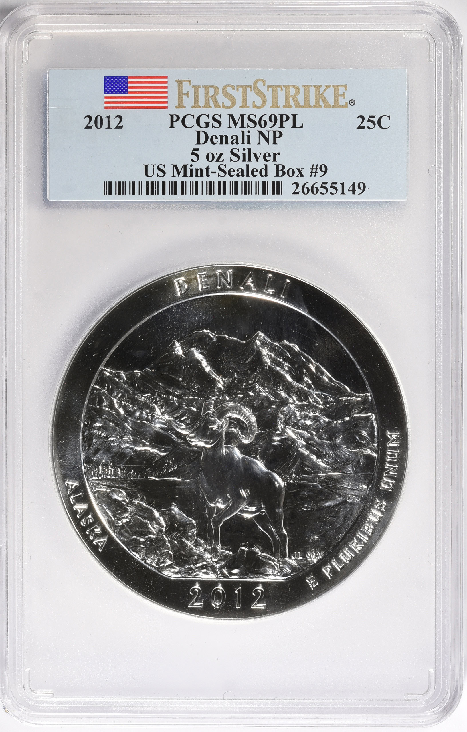 2012 America the Beautiful 5 oz. Silver Quarter Denali NP First Strike ...