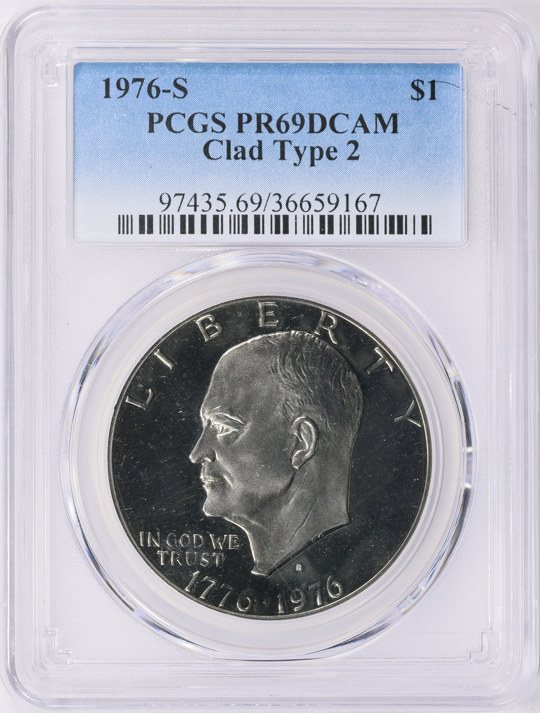 1976-S Eisenhower Dollar Clad Type 2 PCGS Proof-69 DCAM (Item 1004150) | GreatCollections Coin ...