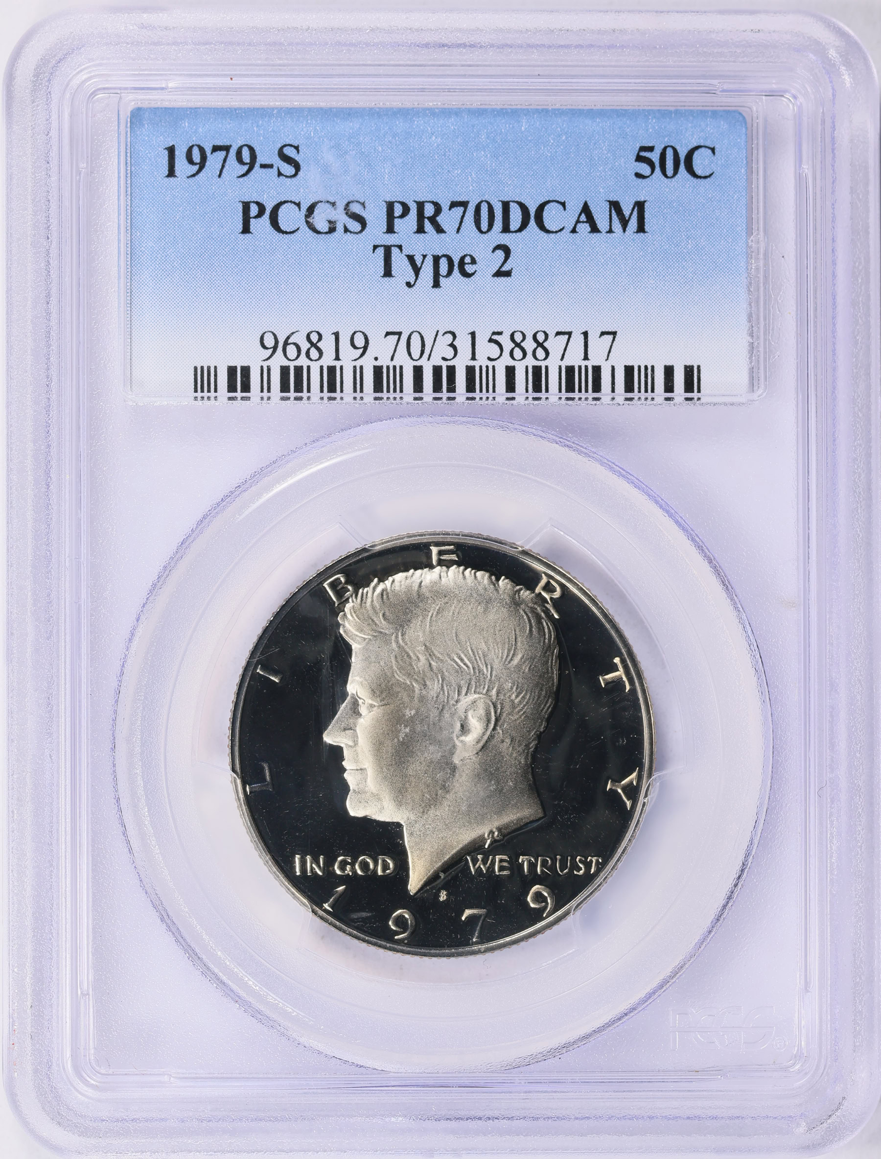 1979-S Kennedy Half Dollar Type 2 PCGS Proof-70 DCAM (Item 1004154) | GreatCollections Coin Auctions
