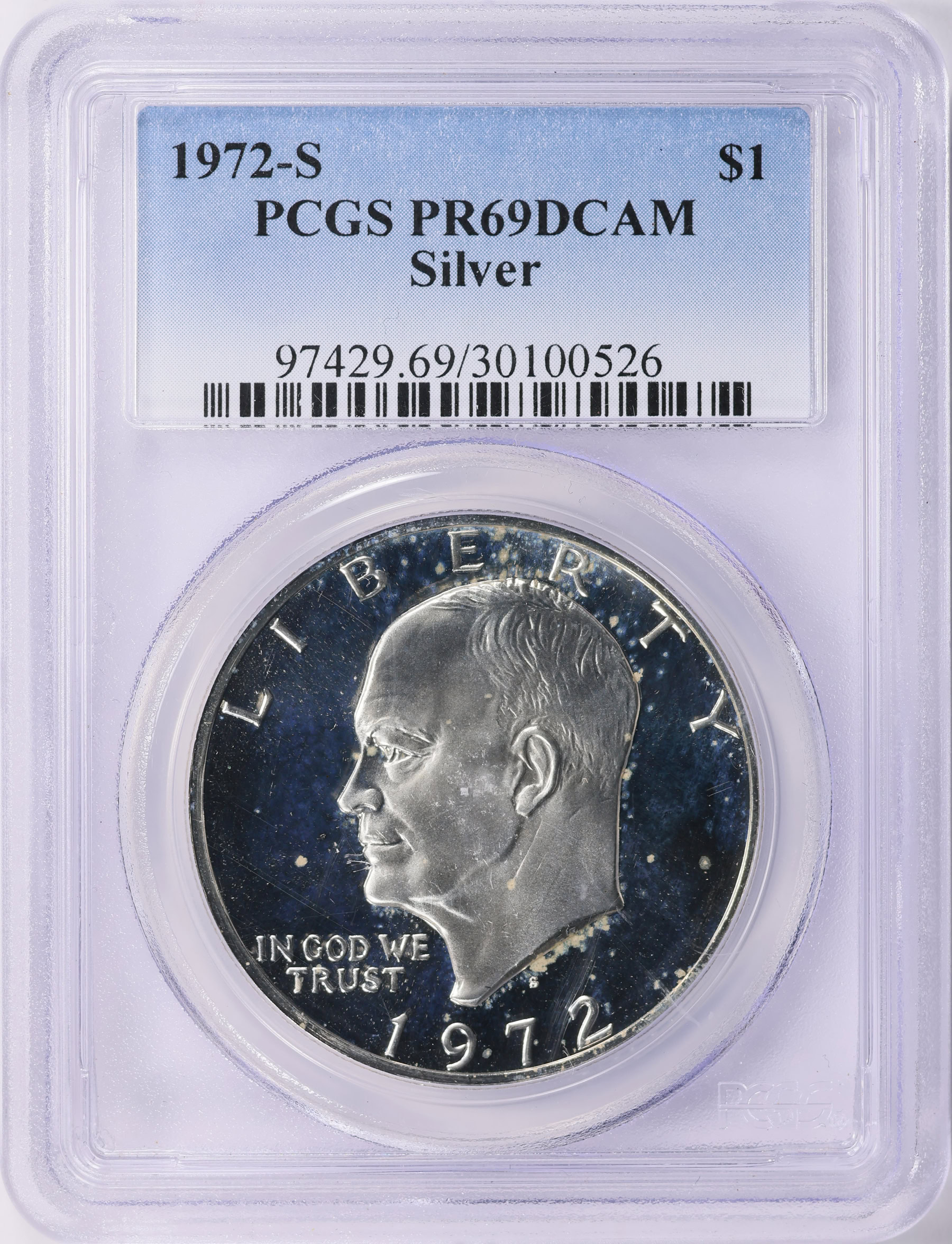 1972-S Eisenhower Dollar Silver PCGS Proof-69 DCAM (Item 1004333) | GreatCollections Coin Auctions