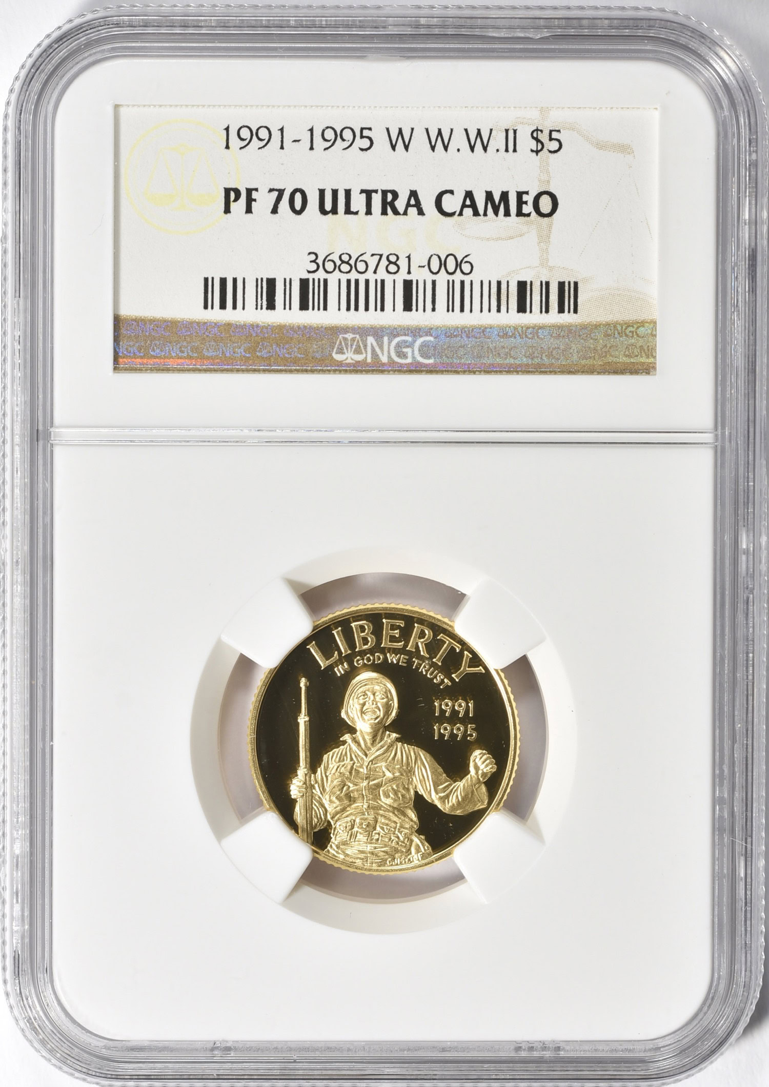 1991-95-W 50th Anniversary of World War II Gold $5 NGC Proof-70 UC ...