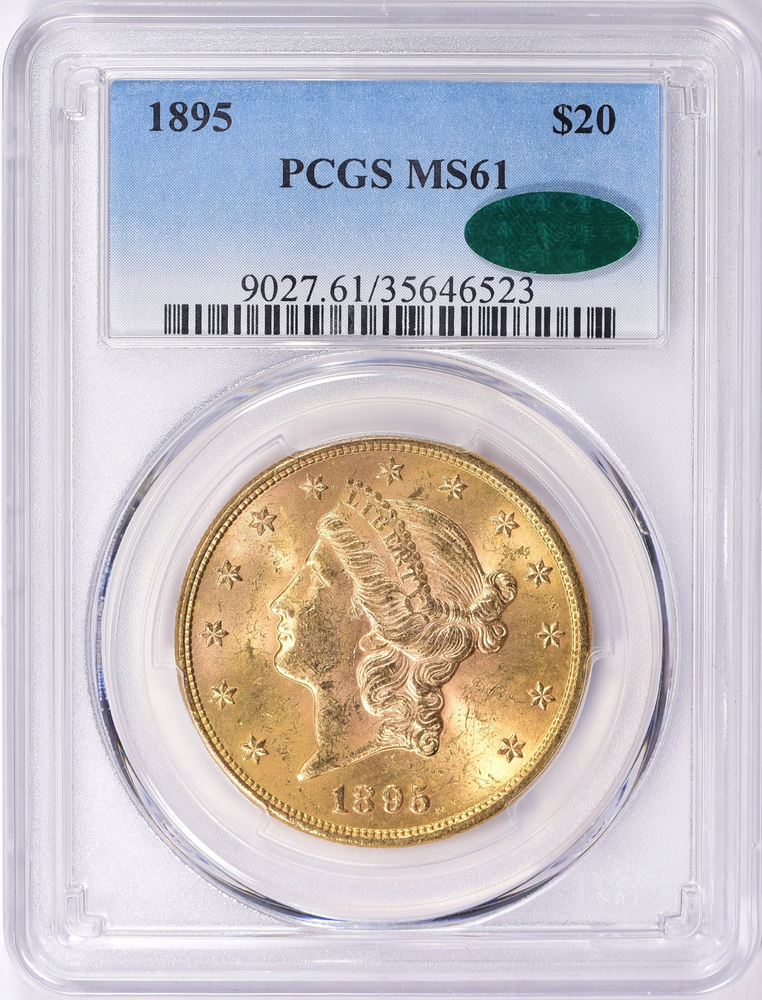 1895 Liberty Gold Double Eagle PCGS MS-61 (CAC Green) (Item 1025779) | GreatCollections Coin ...
