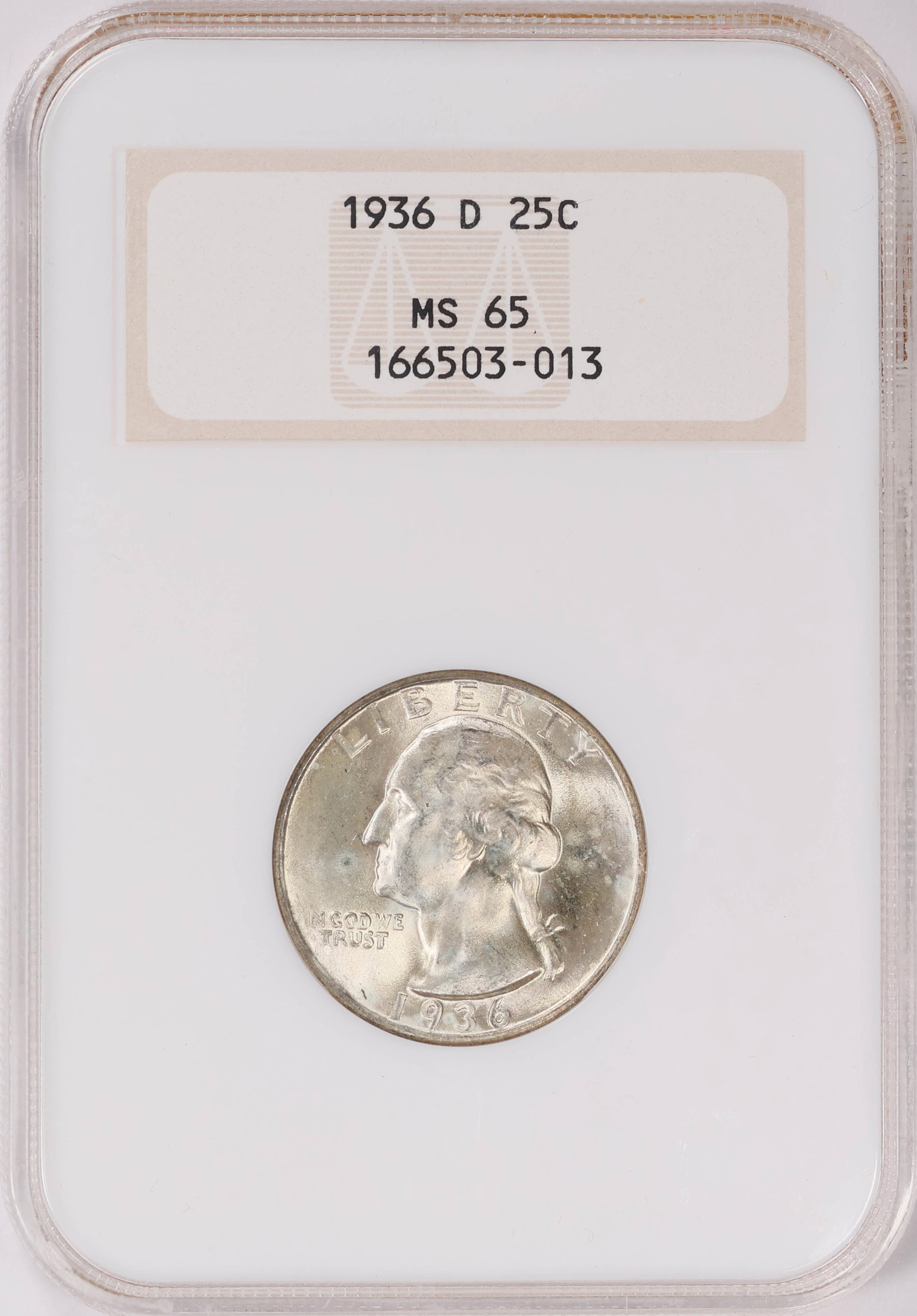1936-D Washington Quarter NGC MS-65 OH (Item 1026359) | GreatCollections Coin Auctions