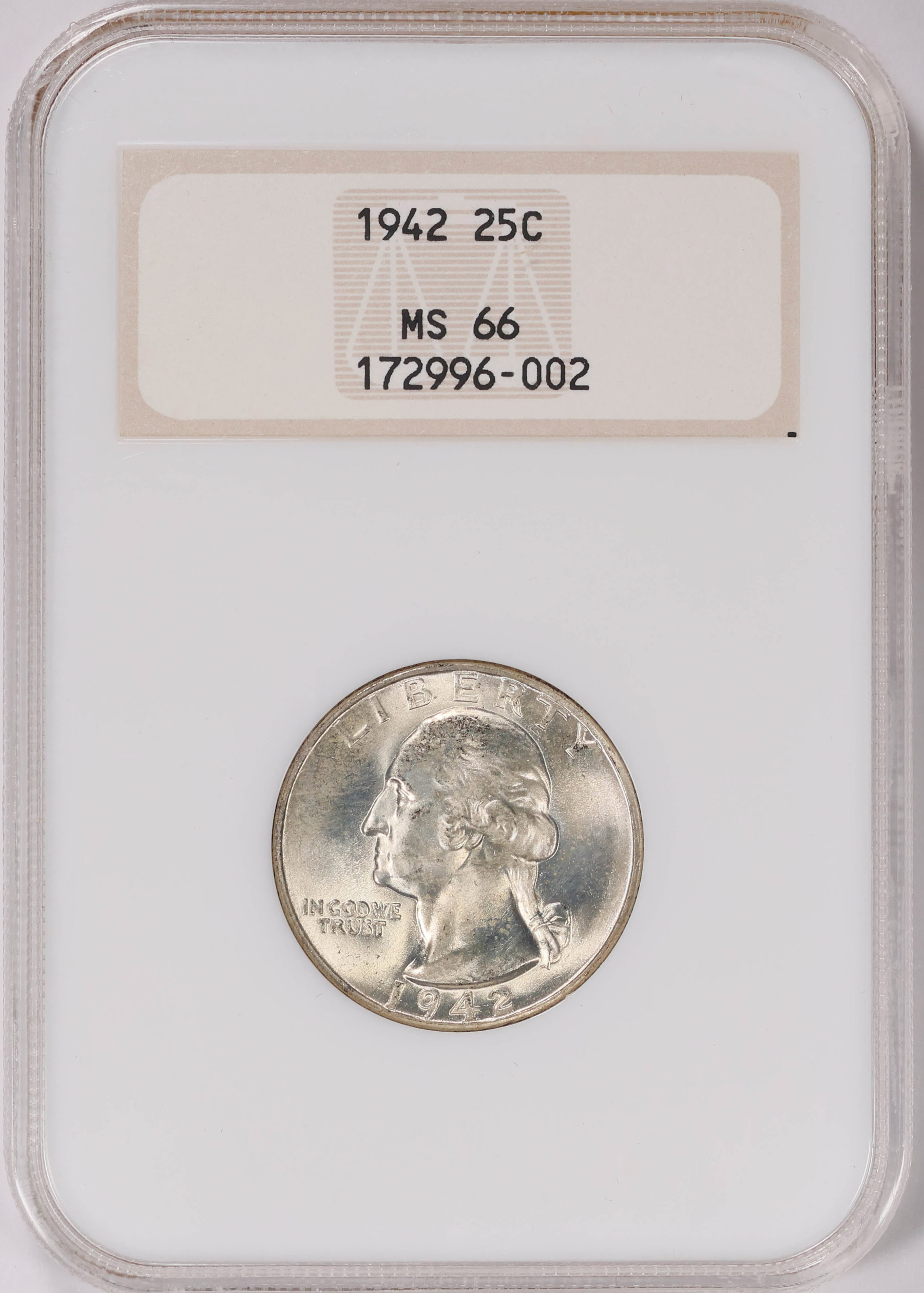 1942 Washington Quarter NGC MS-66 OH (Item 1026392) | GreatCollections Coin Auctions