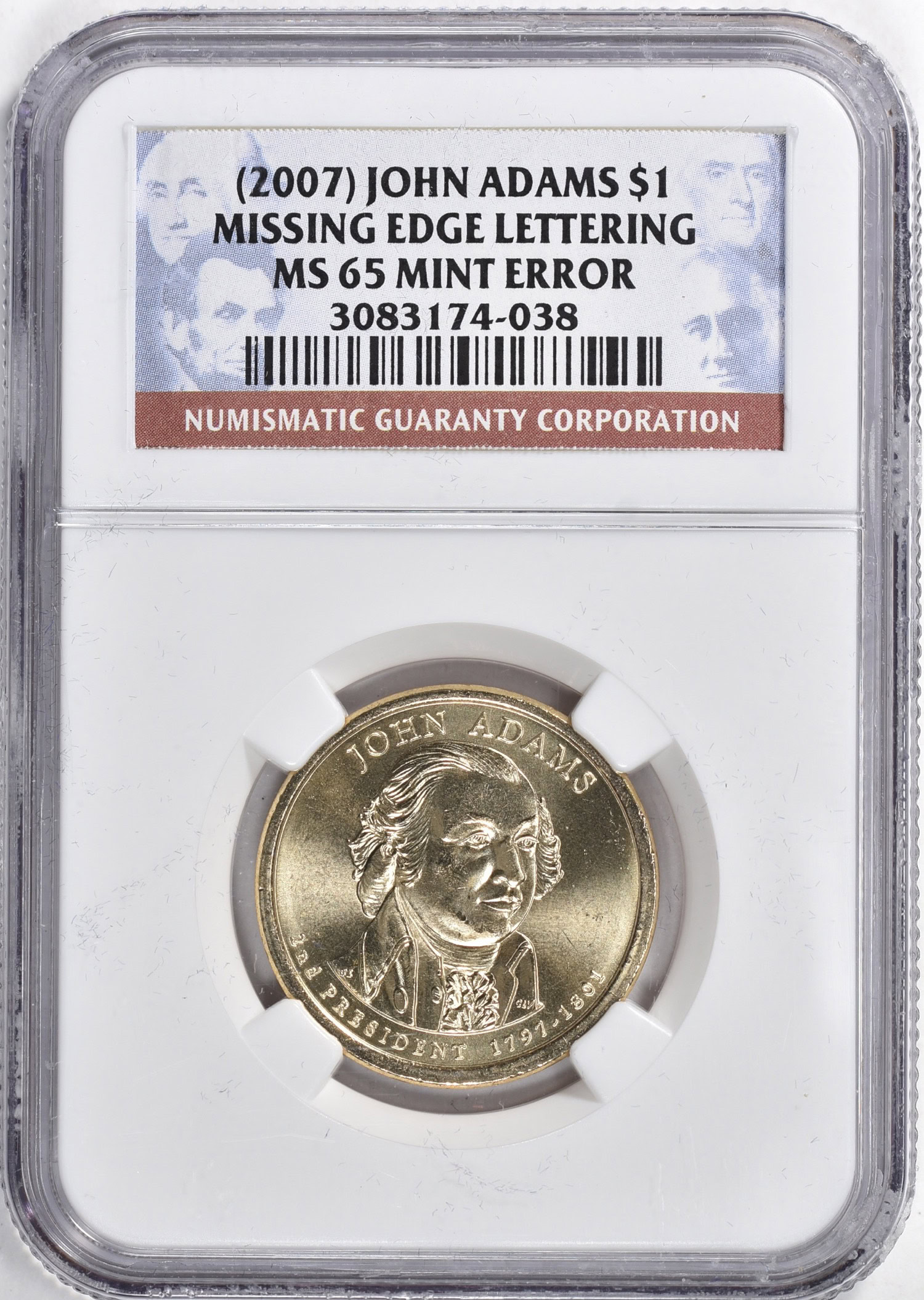 Mint Error (2007) Presidential Dollar John Adams - Missing Edge ...