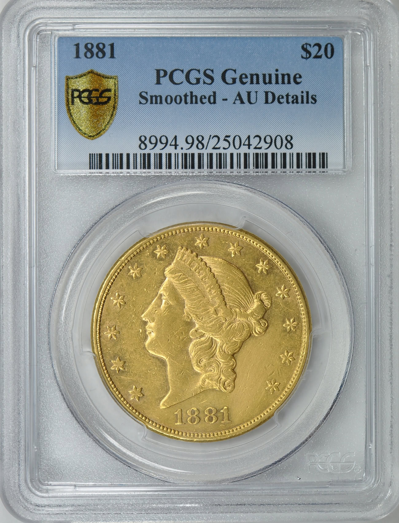1881 Liberty Gold Double Eagle PCGS Genuine AU Details (Item 103093) | GreatCollections Coin ...