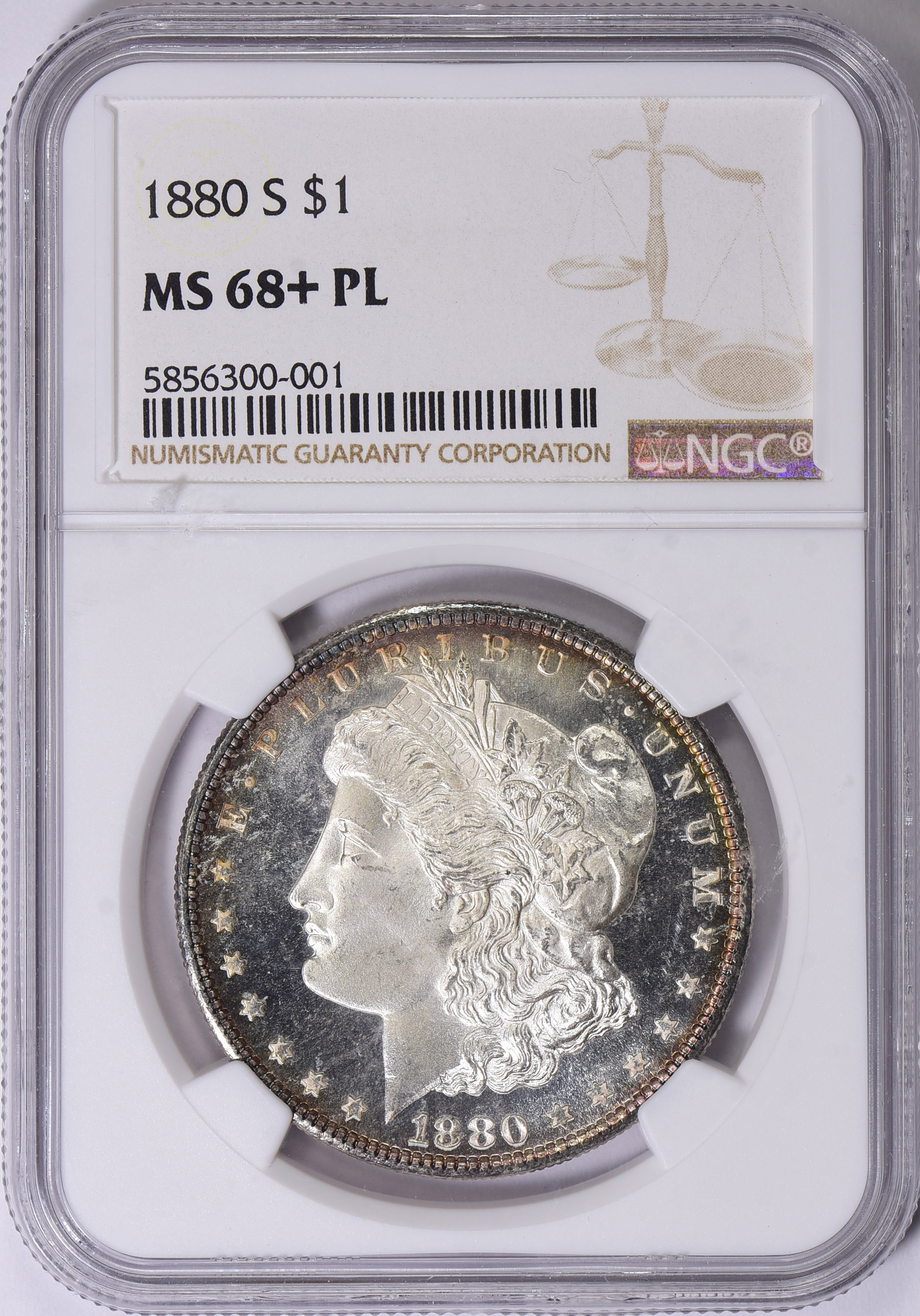 1880-S Morgan Silver Dollar NGC MS-68+ PL (Toned) (Item 1031266) | GreatCollections Coin Auctions