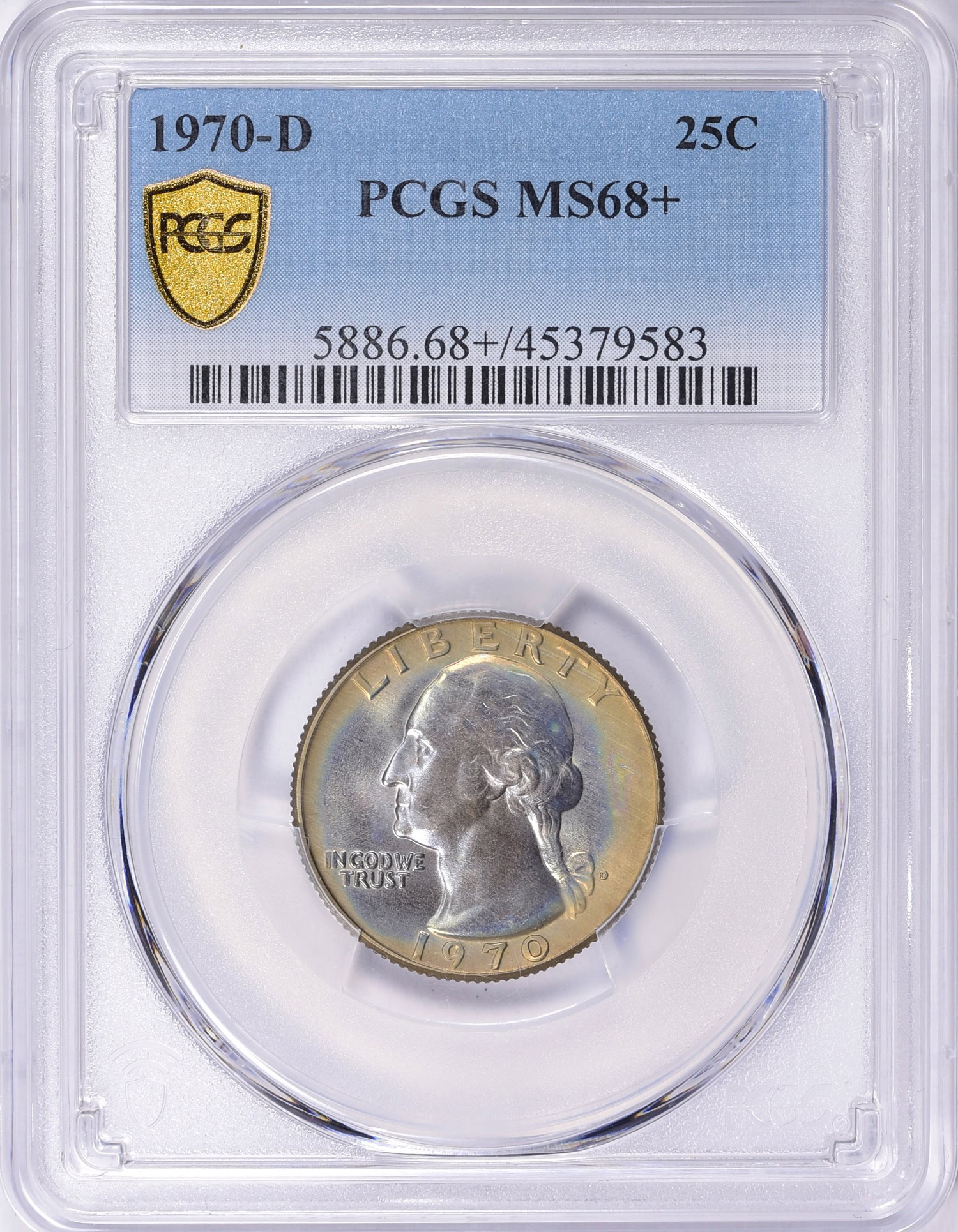 1970-D Washington Quarter PCGS MS-68+ (Toned) (Item 1034743) | GreatCollections Coin Auctions