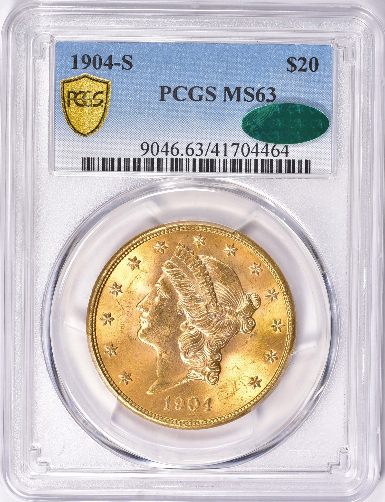 1904-S Liberty Gold Double Eagle PCGS MS-63 (CAC Green) (Item 1035372 ...