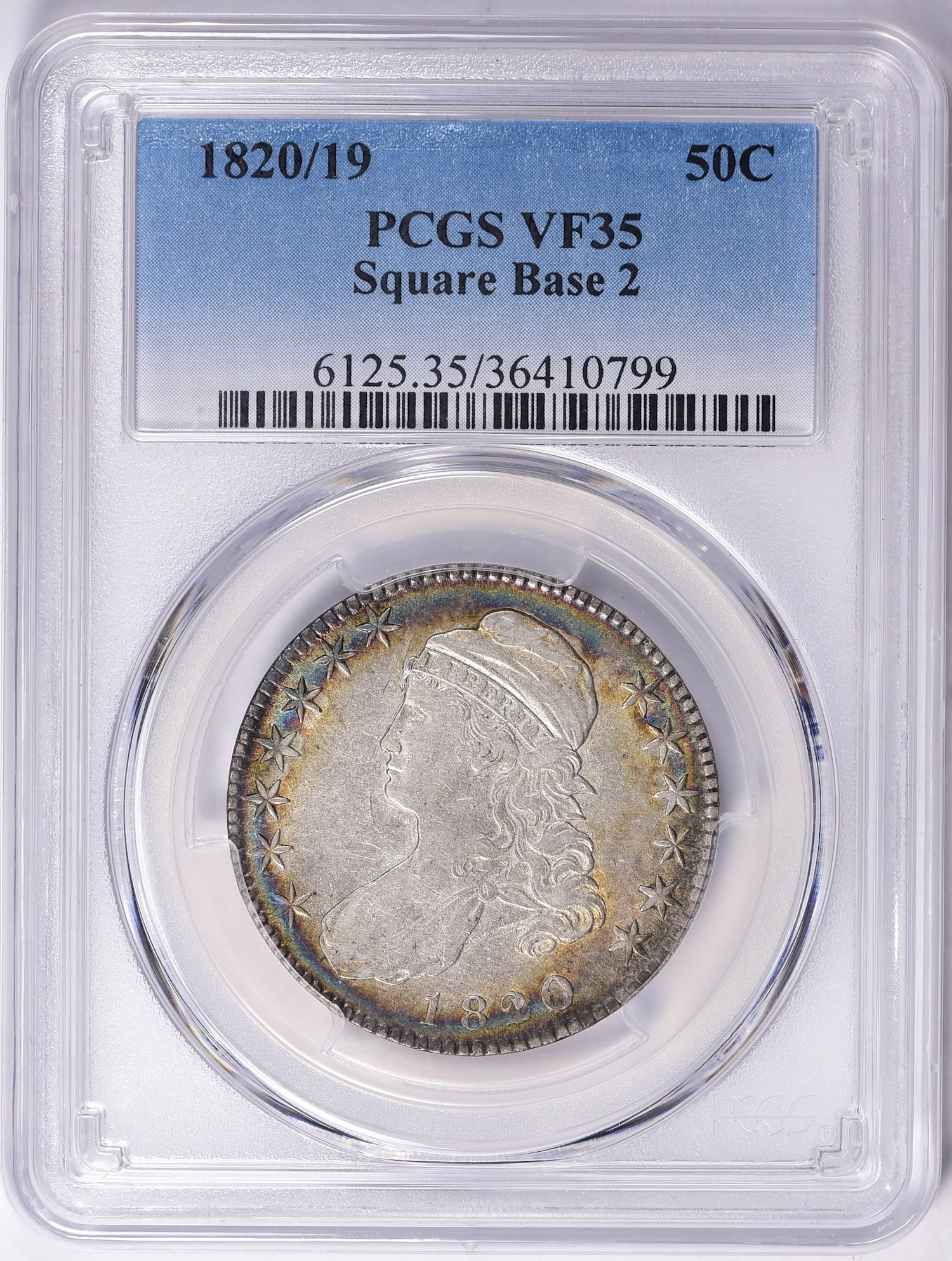 1820/19 Capped Bust Half Dollar Square Base 2 PCGS VF-35 (Toned) (Item ...