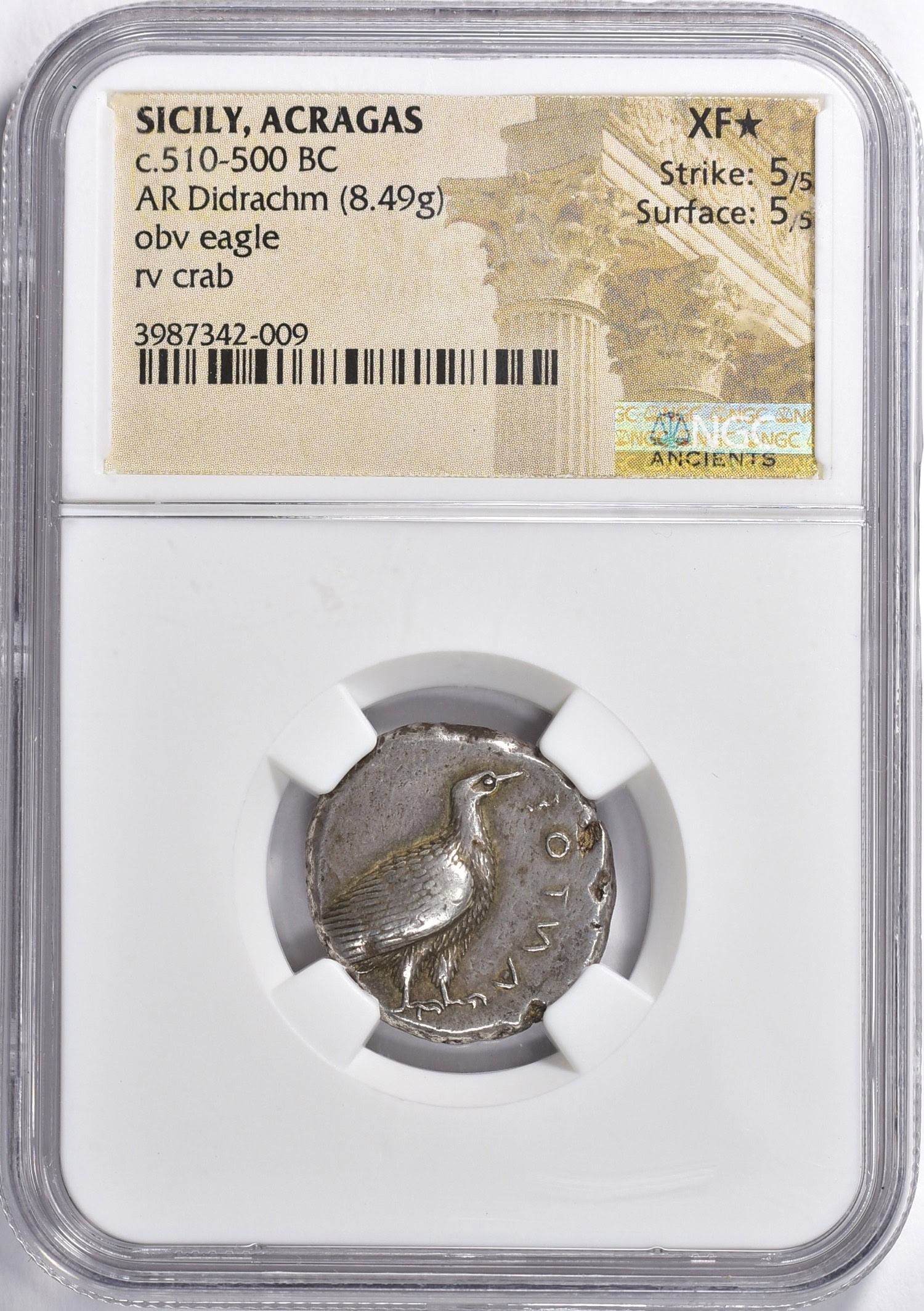 Ancient Sicily, Acragas c.510-500 B.C. AR Didrachm (8.49gms) NGC XF ...