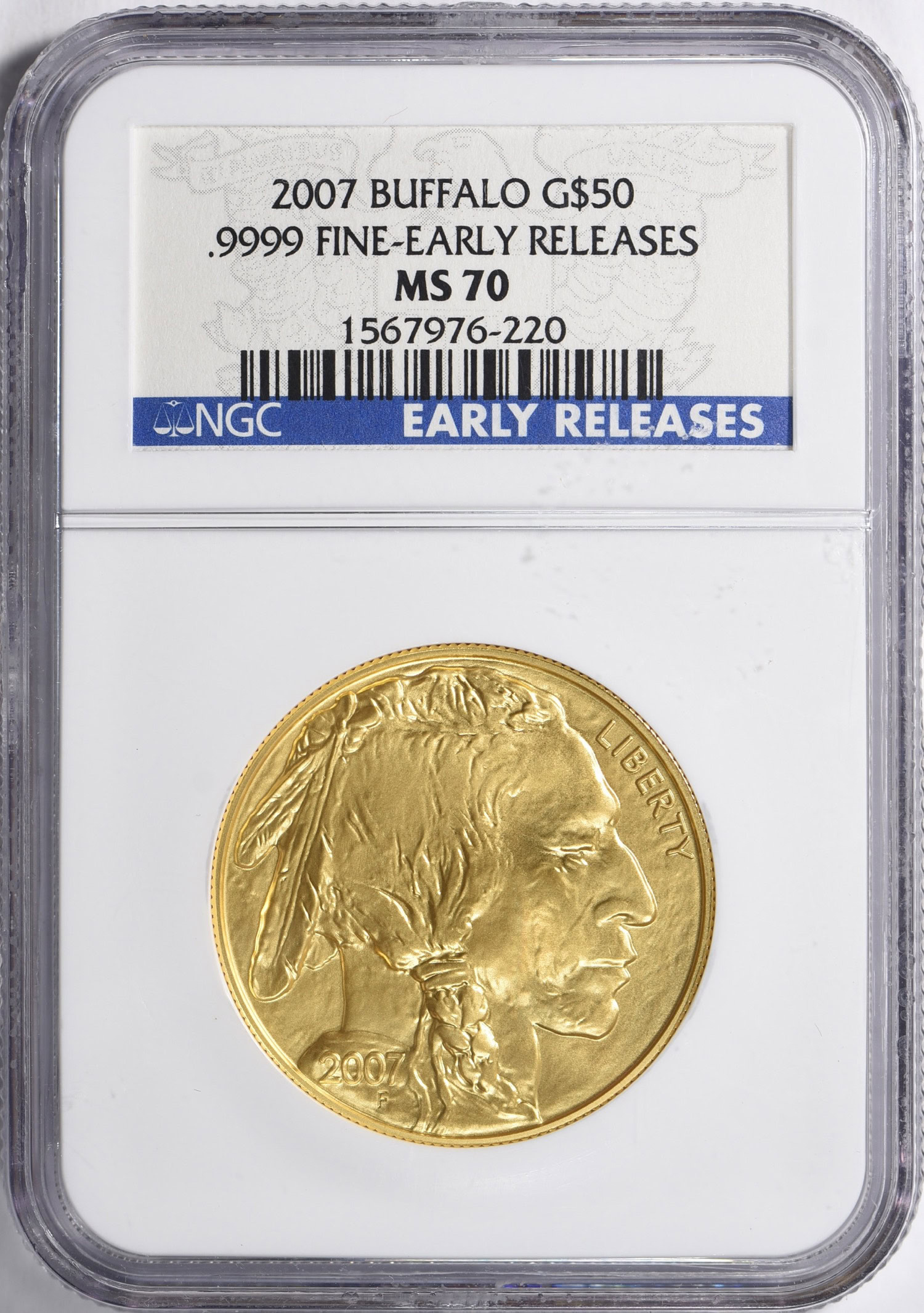 2007 $50 One-Ounce Gold American Buffalo Early Releases NGC MS-70 (Item 1041191 ...