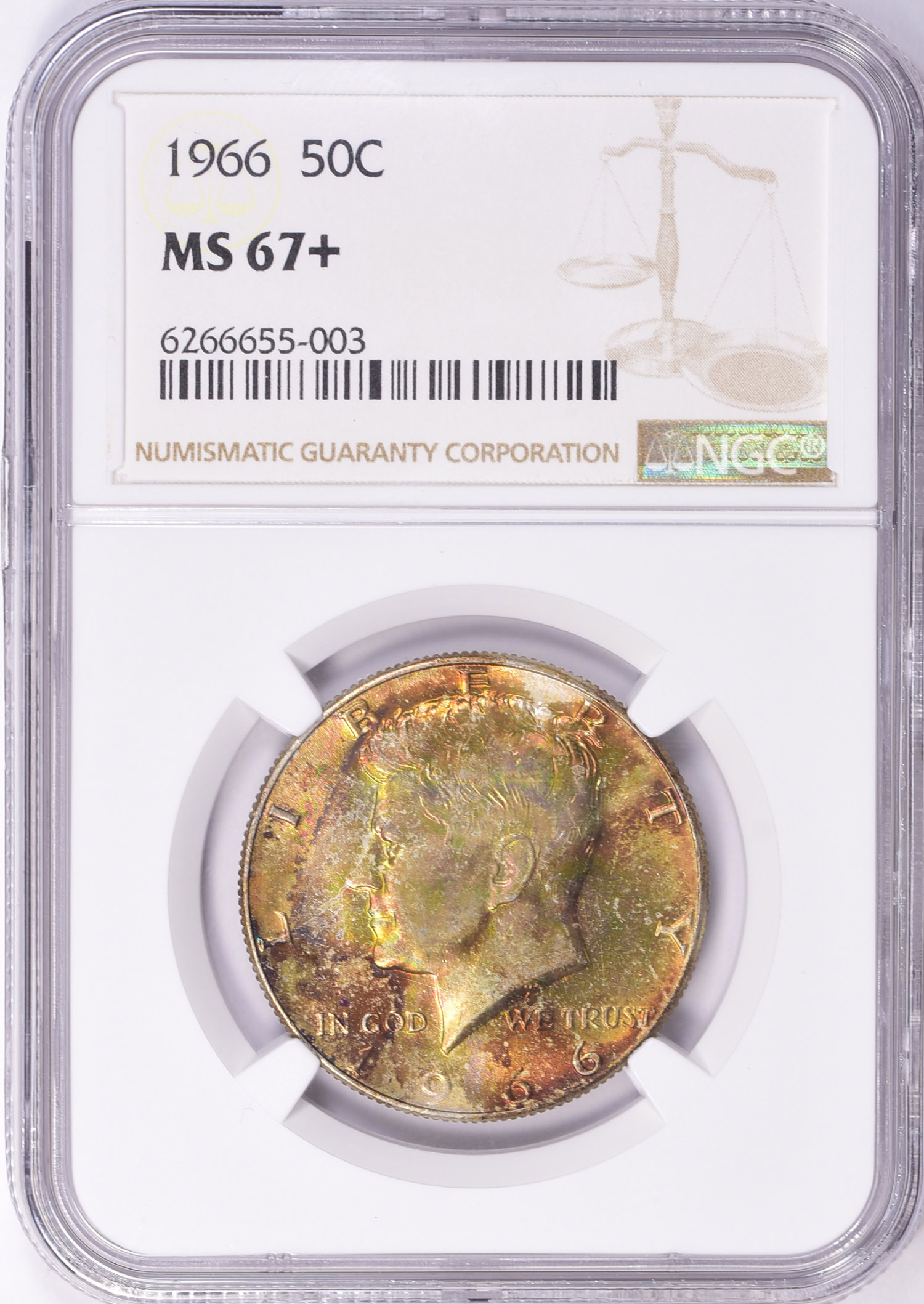 1966 Kennedy Half Dollar NGC MS-67+ (Toned) (Item 1042177) | GreatCollections Coin Auctions