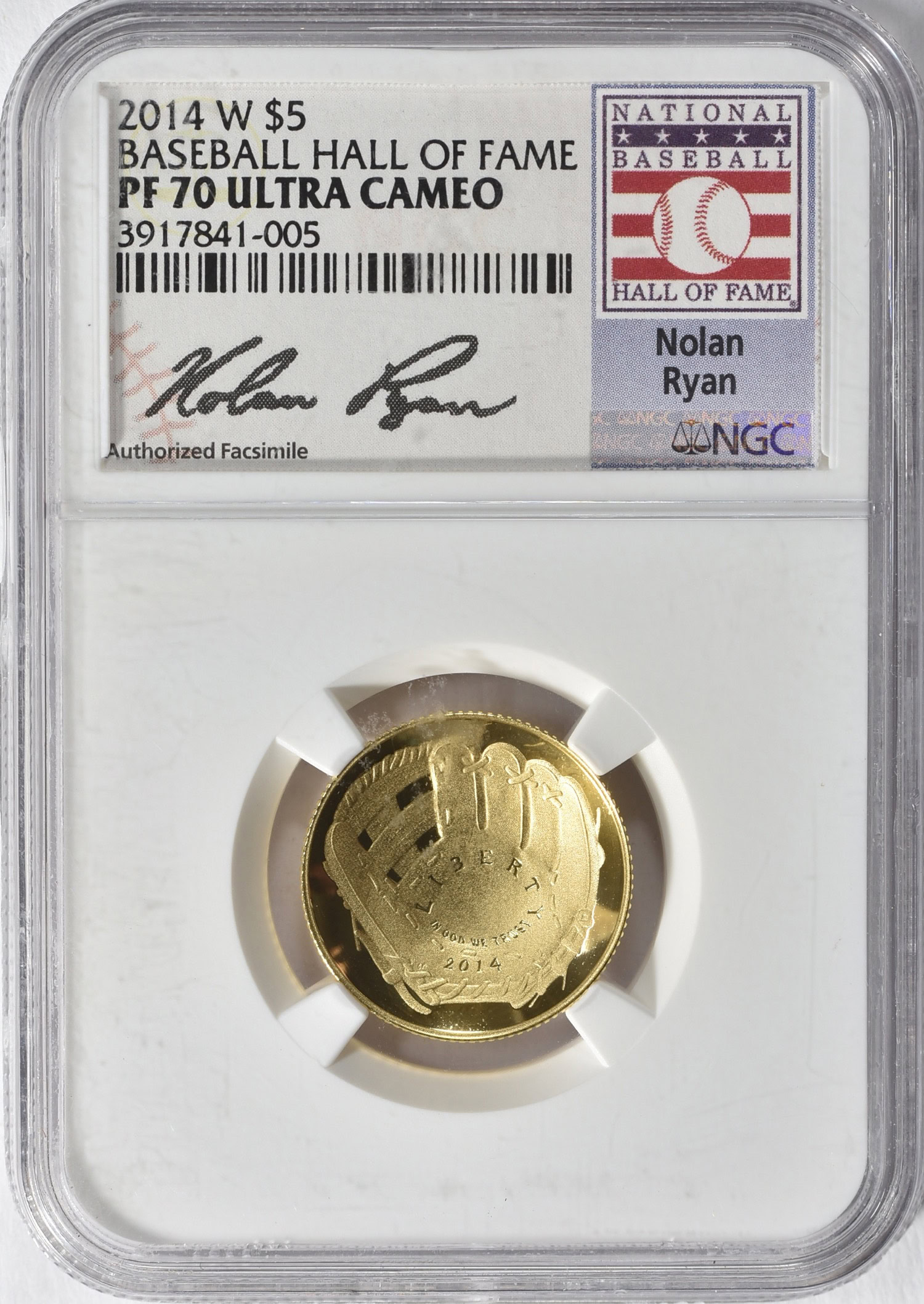 2014-W Baseball Hall of Fame Gold $5 NGC Proof-70 UC (Nolan Ryan ...