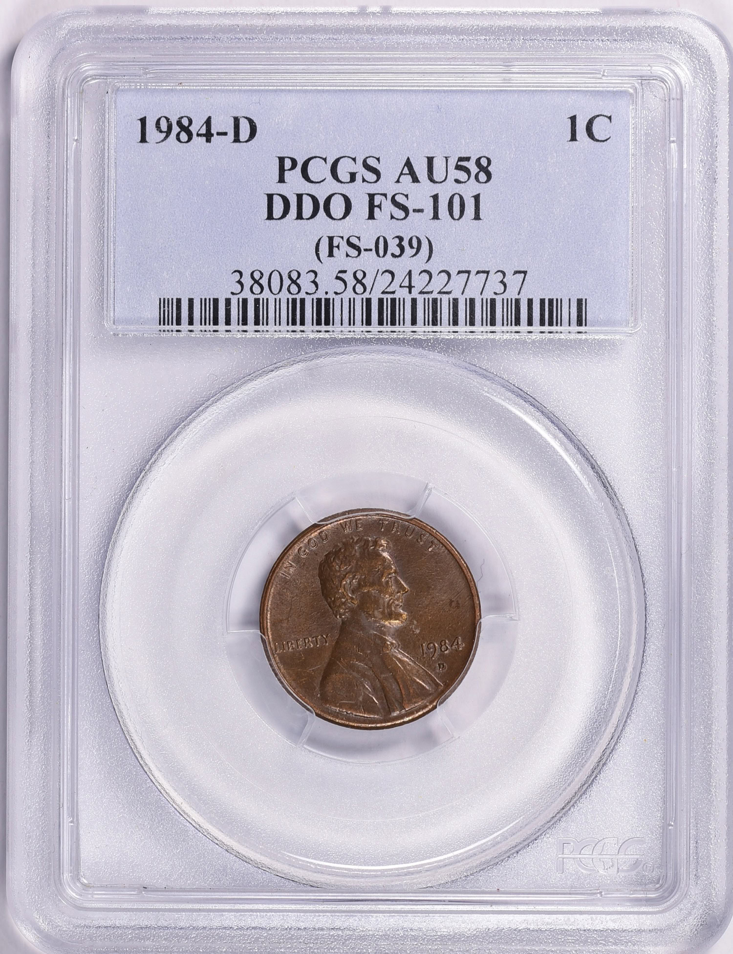 1984-D Lincoln Cent DDO FS-101 (FS-039) PCGS AU-58 BN (Item 1057890 ...