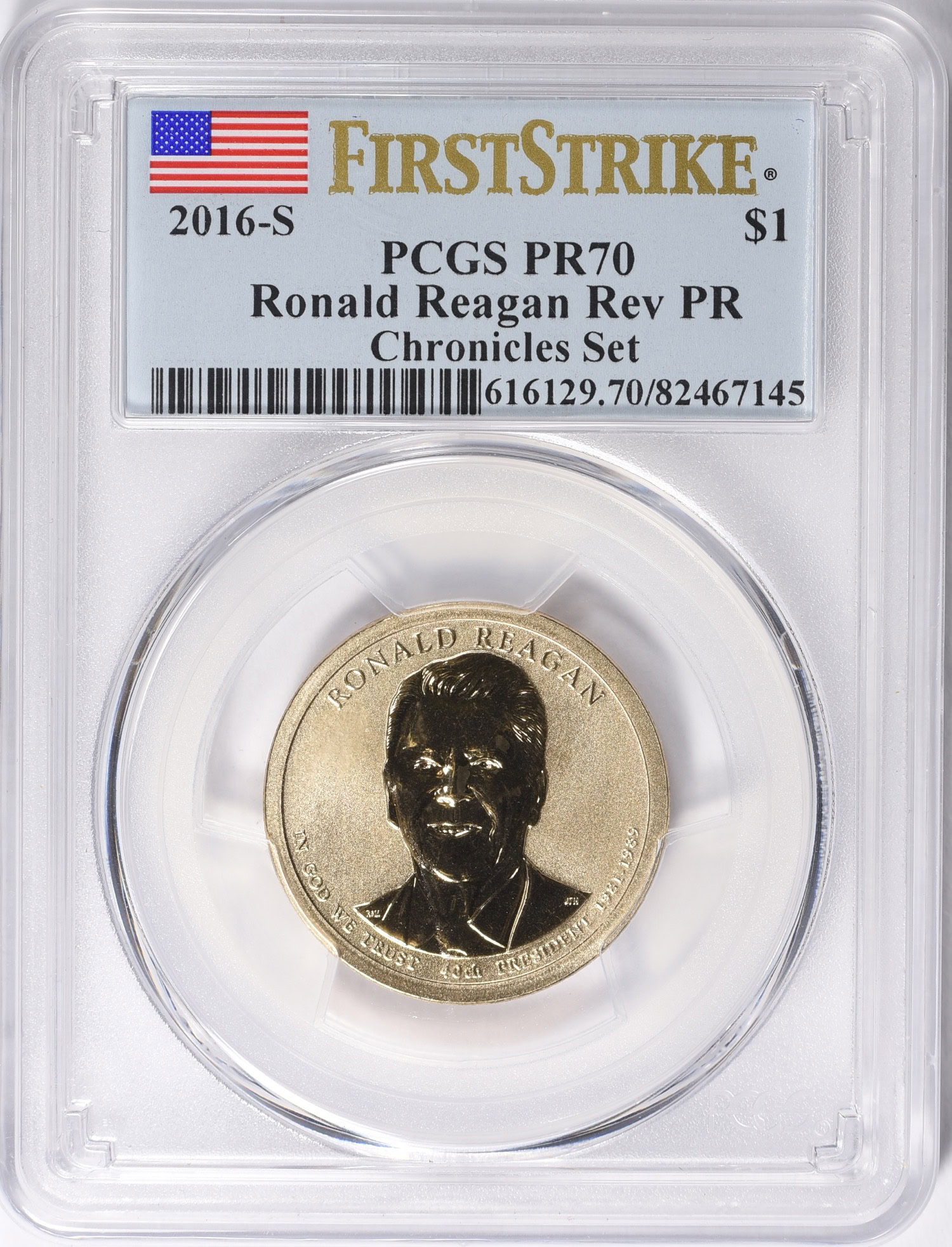 2016-S Presidential Dollar Ronald Reagan. Reverse Proof First Strike ...