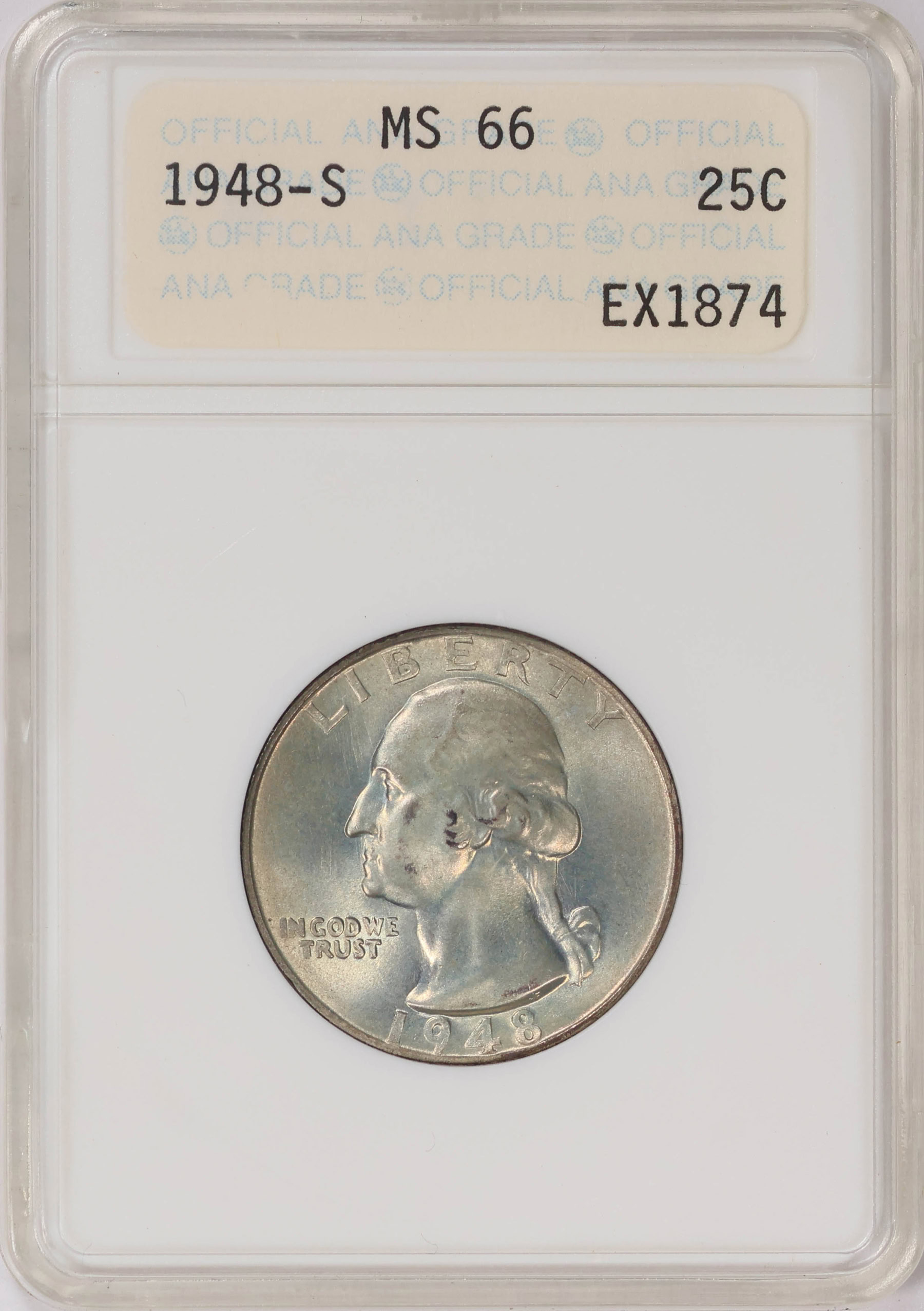 1948-S Washington Quarter ANACS MS-66 (Item 1064851) | GreatCollections Coin Auctions