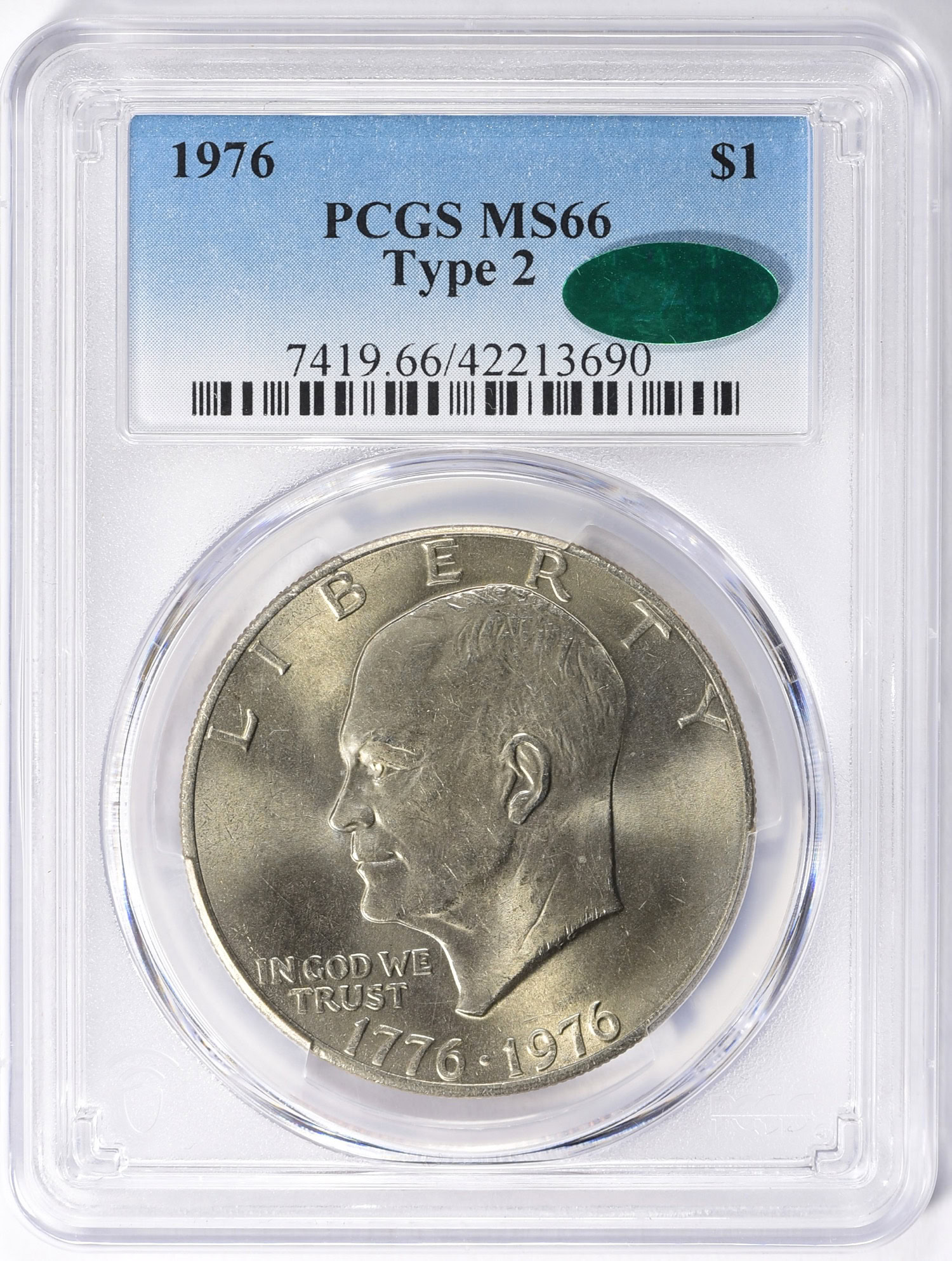 1976 Eisenhower Dollar Type 2 PCGS MS-66 (CAC Green) (Item 1066208 ...