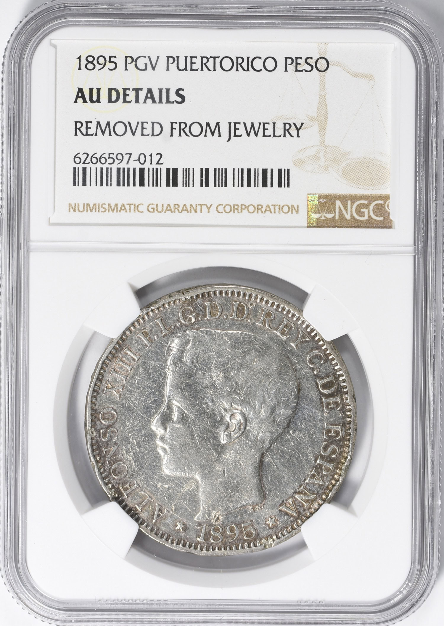 Puerto Rico 1895-PGV Silver Peso KM-24 NGC AU Details | NGC Cert ...