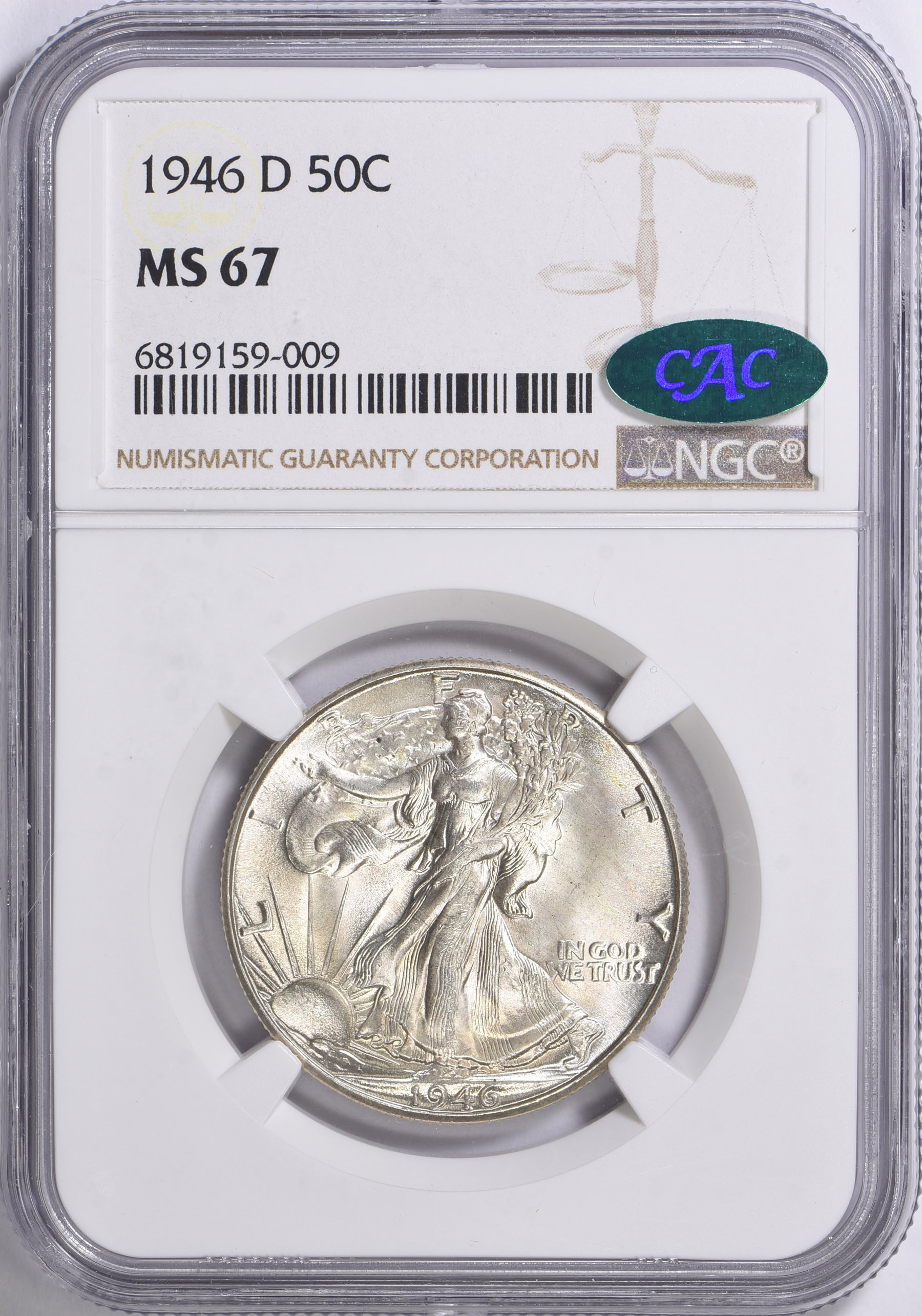 1946-D Walking Liberty Half Dollar NGC MS-67 (CAC Green) (Item 1067522) | GreatCollections Coin ...