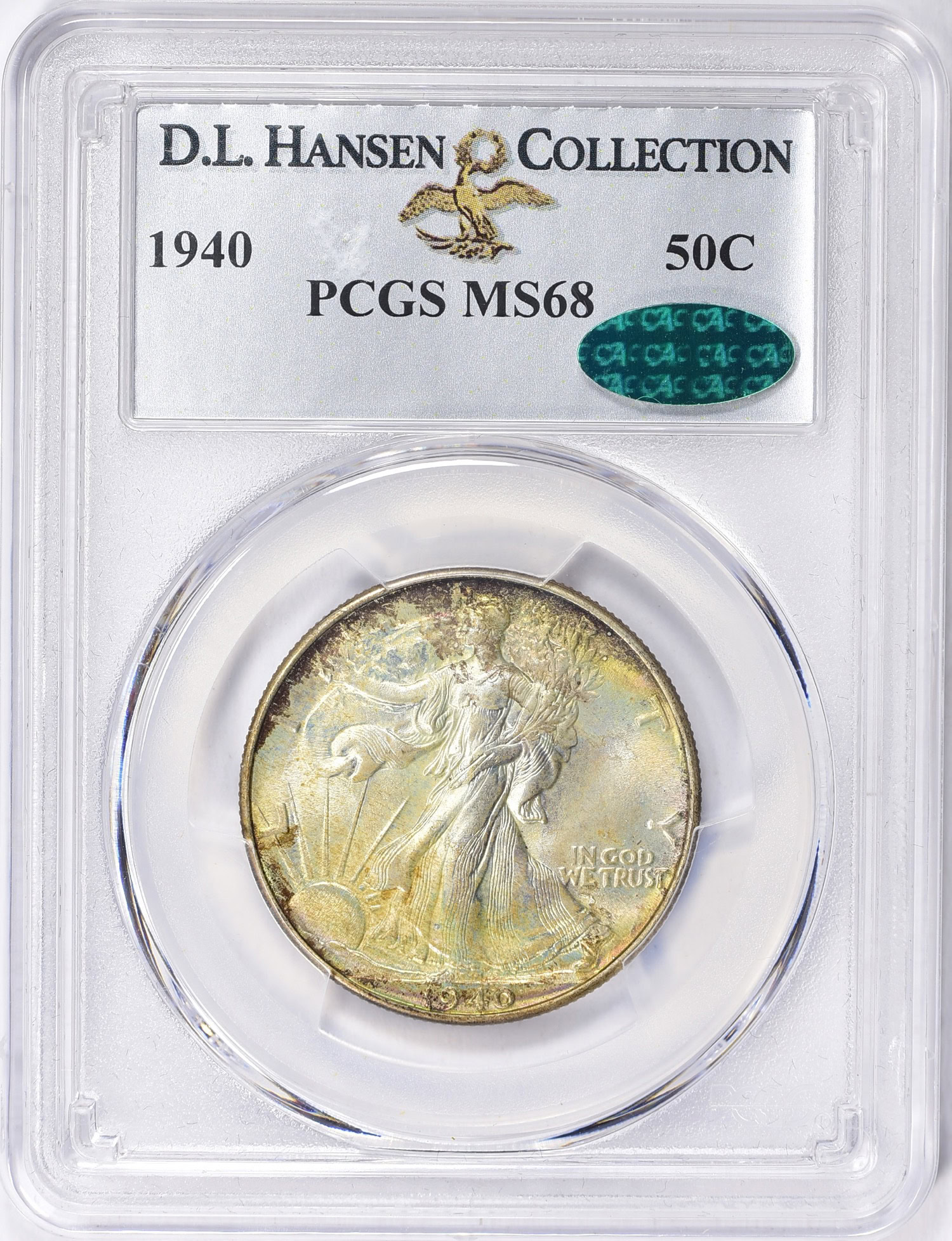 1940 Walking Liberty Half Dollar PCGS MS-68 (CAC Green) (D.L. Hansen ...