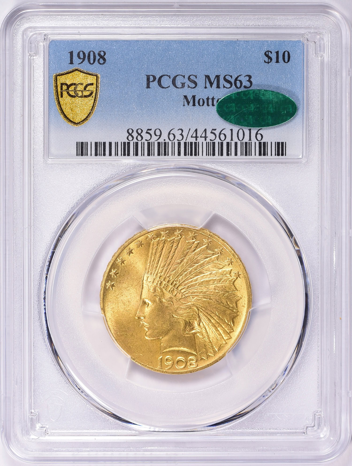 1908 Indian Gold Eagle Motto PCGS MS-63 (CAC Green) (Item 1074597 ...