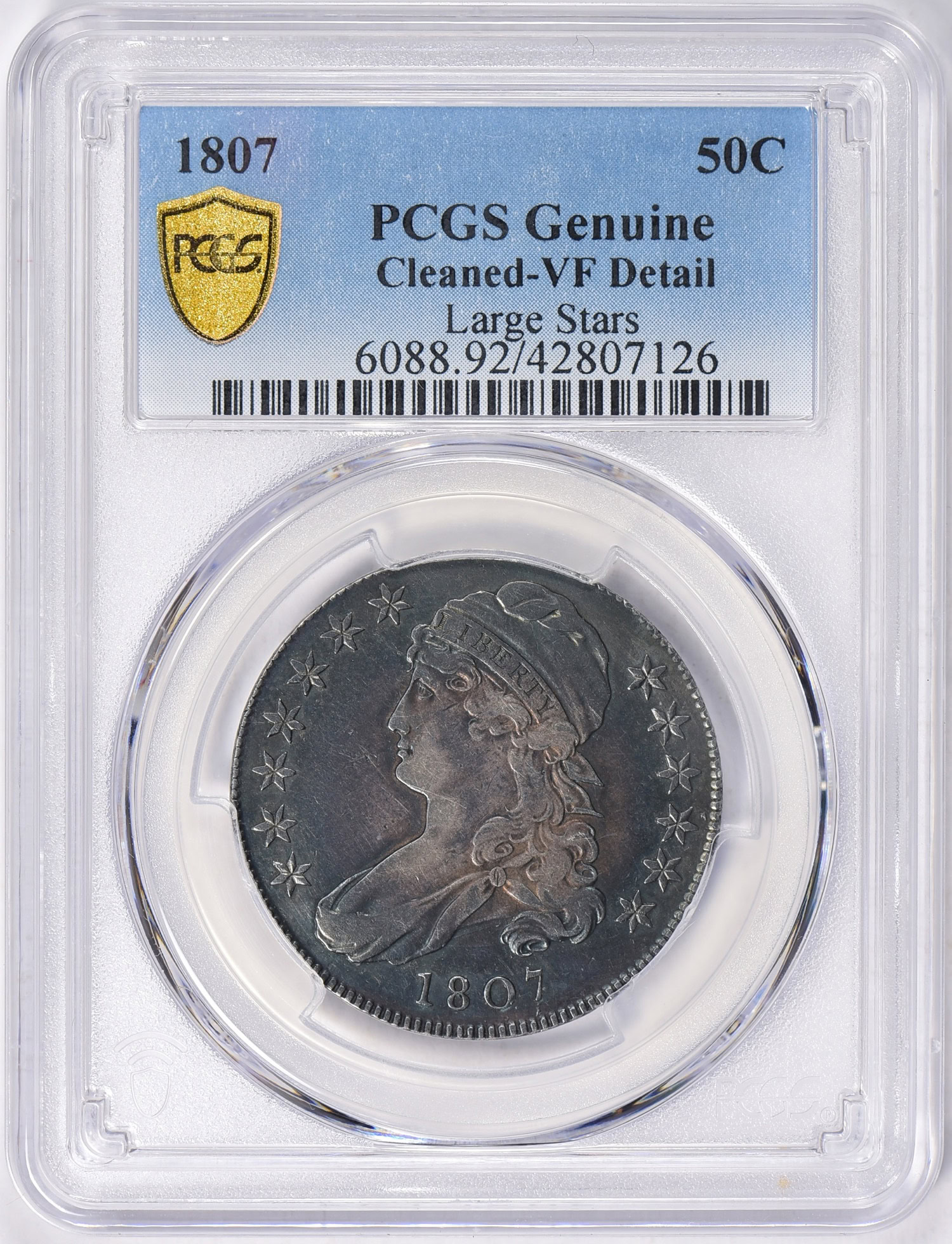 1807 Capped Bust Half Dollar Large Stars PCGS Genuine VF Details (Item 1075427 ...