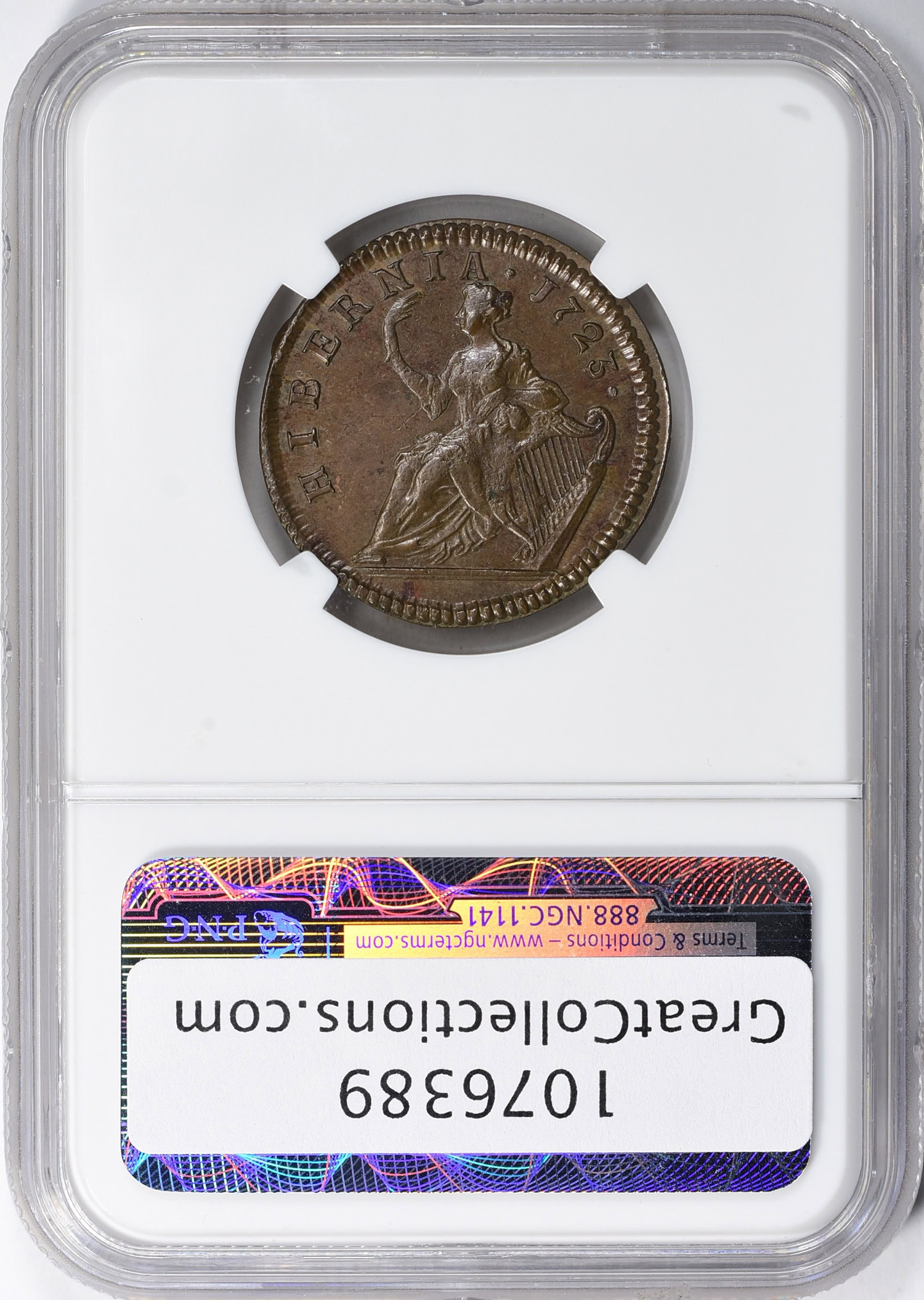 1723 Woods Hibernia Halfpence Ex: "Col." E.H.R. Green NGC MS-64 BN (CAC ...