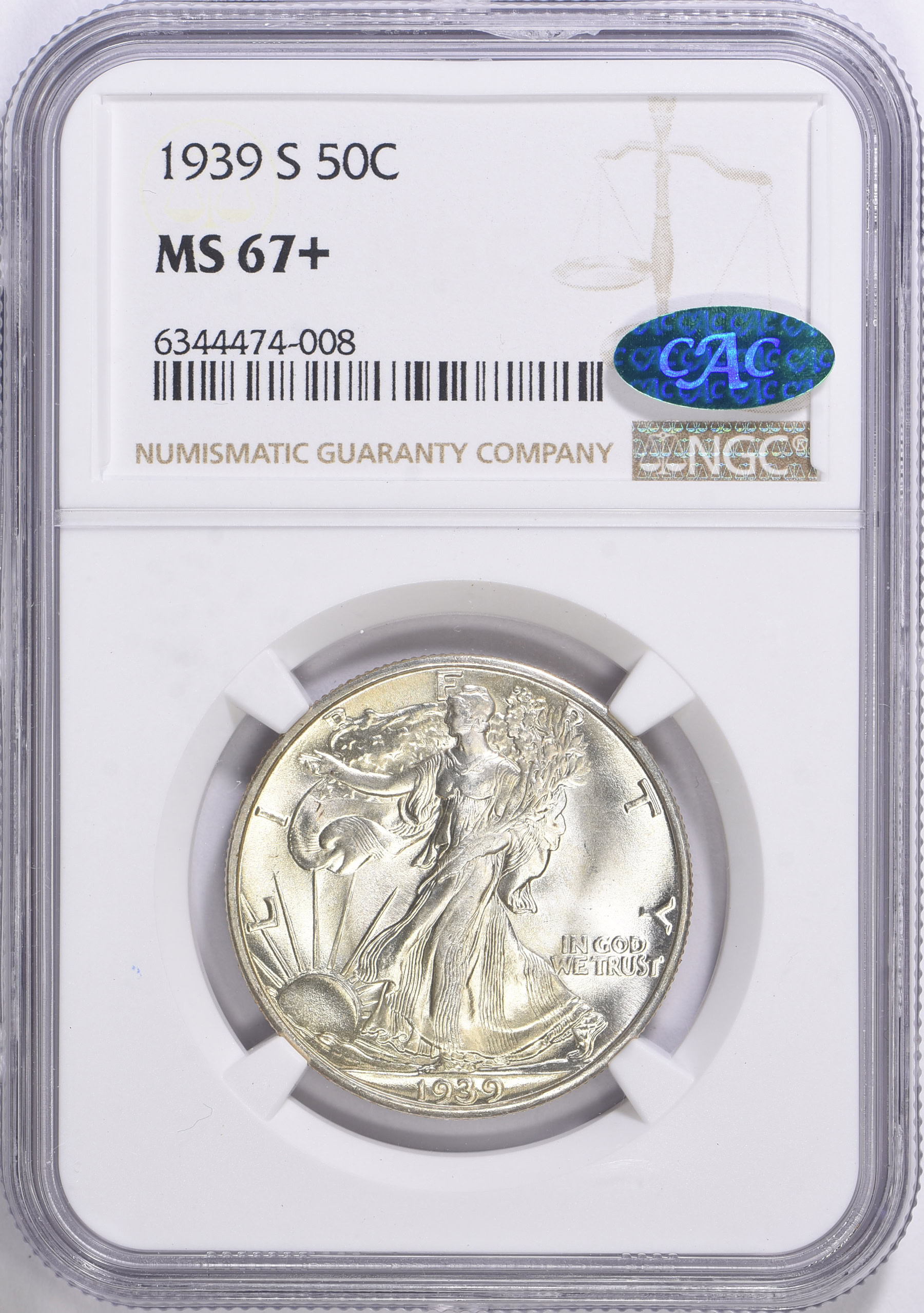 1939-S Walking Liberty Half Dollar NGC MS-67+ (CAC Green) (Item 1080152 ...