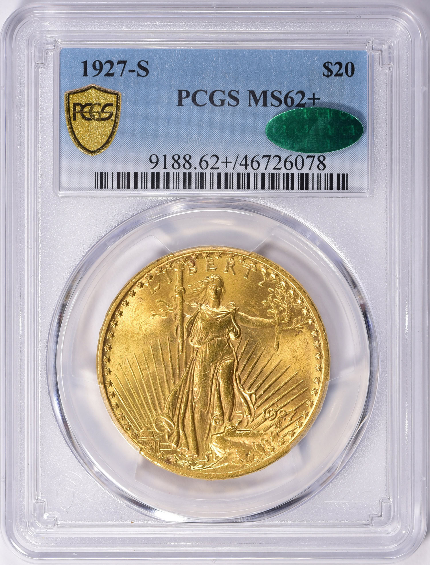 1927-S Saint-Gaudens Gold Double Eagle PCGS MS-62+ (CAC Green) (Item 1083349) | GreatCollections ...