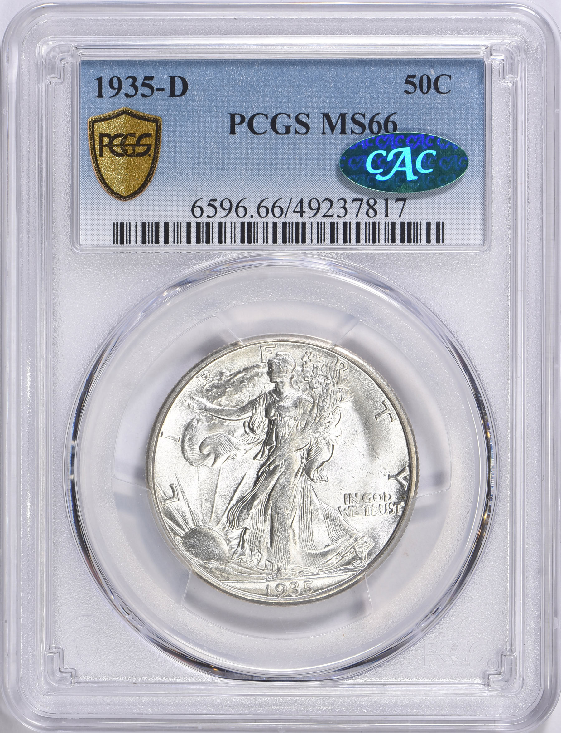 1935-D Walking Liberty Half Dollar PCGS MS-66 (CAC Green) (Item 1086992) | GreatCollections Coin ...