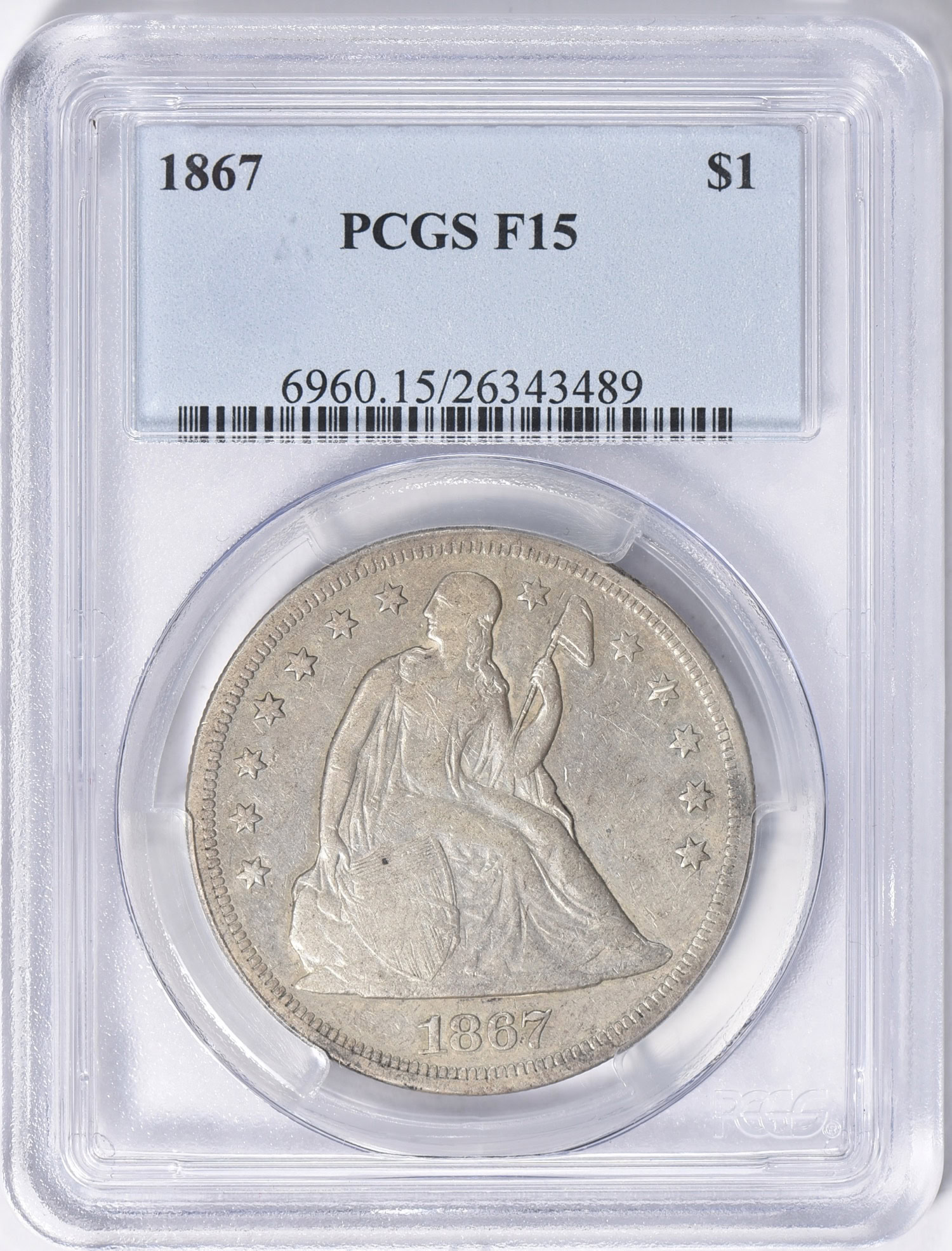 1867 Seated Liberty Silver Dollar PCGS F-15 (Item 1095071) | GreatCollections Coin Auctions