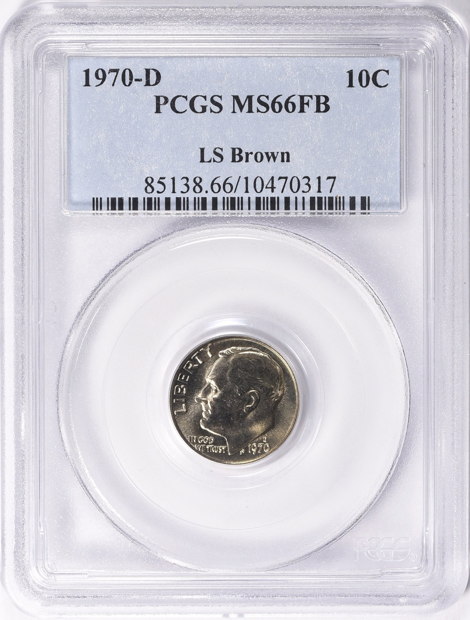 1970-D Roosevelt Dime PCGS MS-66 FB (LS Brown Collection) (Item 1095157 ...