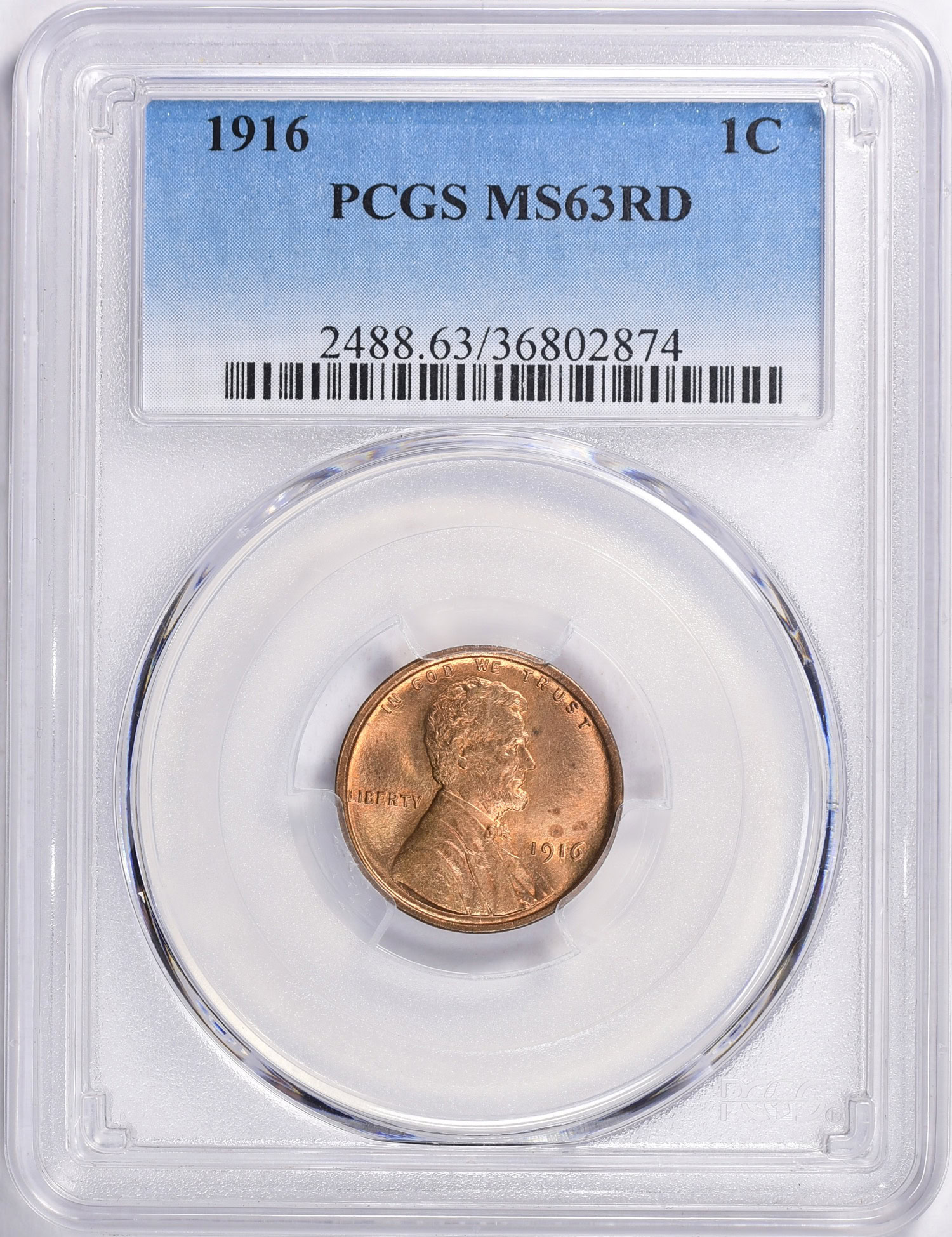 1916 Lincoln Cent PCGS MS-63 RD (Item 1098448) | GreatCollections Coin ...