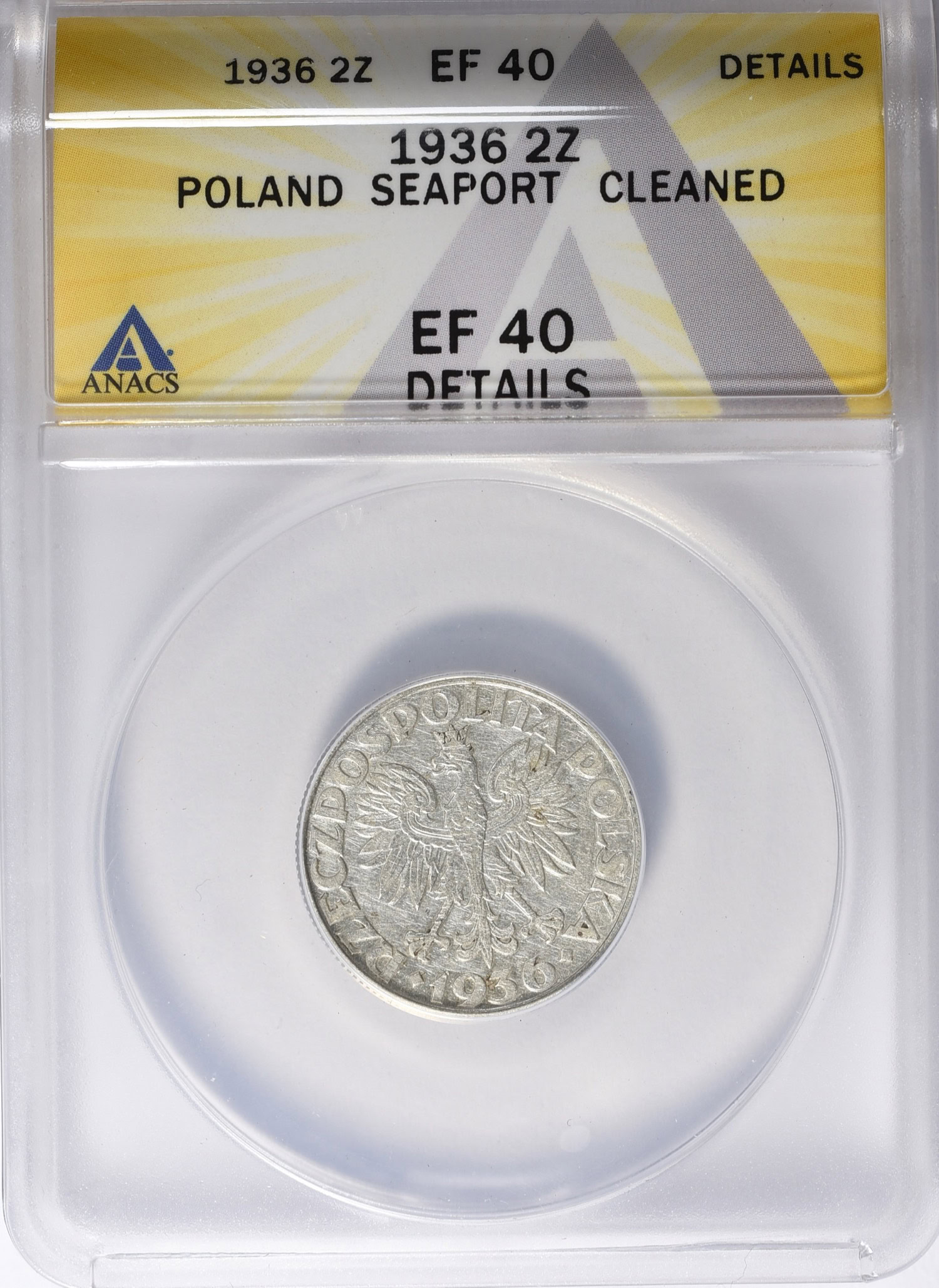 Poland 1936 Silver 2 Zlotych Anniversary of Gdynia Seaport Y-30 ANACS XF-40 Details | ANACS Cert ...