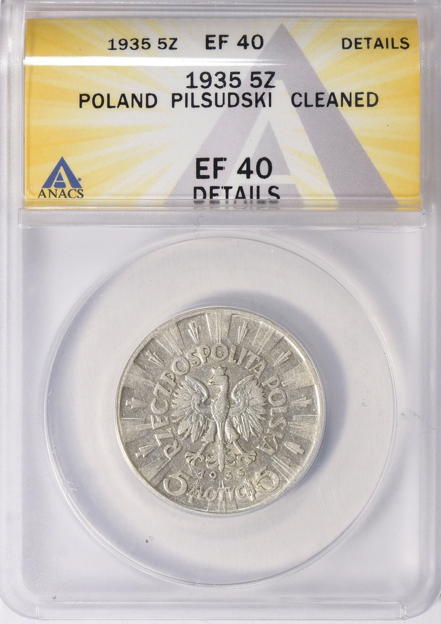 Poland 1935 Silver 5 Zlotych Pilsudski Y-28 ANACS XF-40 Details | ANACS Cert #7233088 ...