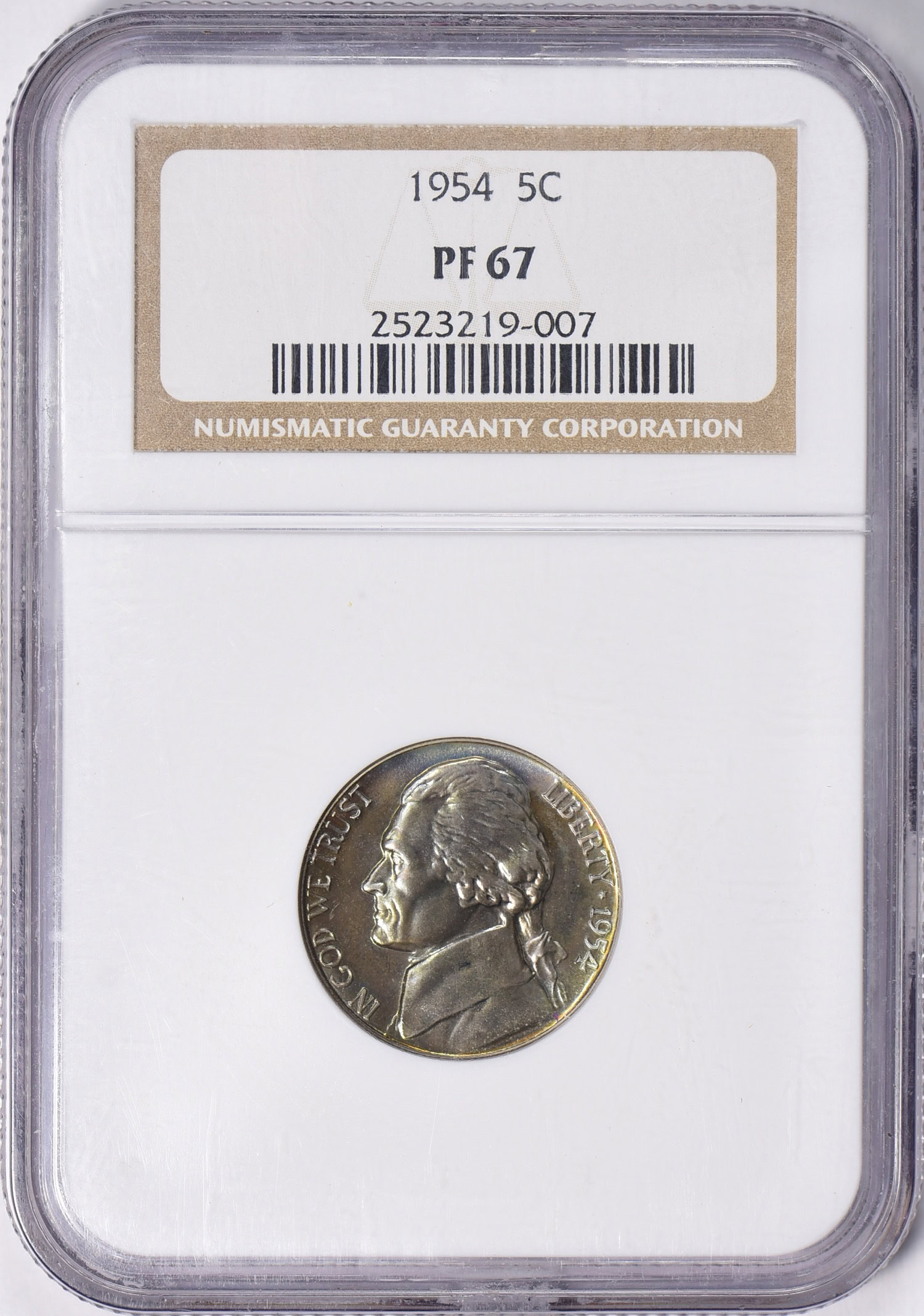 1954 Jefferson Nickel NGC Proof-67 (Toned) (Item 1103070) | GreatCollections Coin Auctions