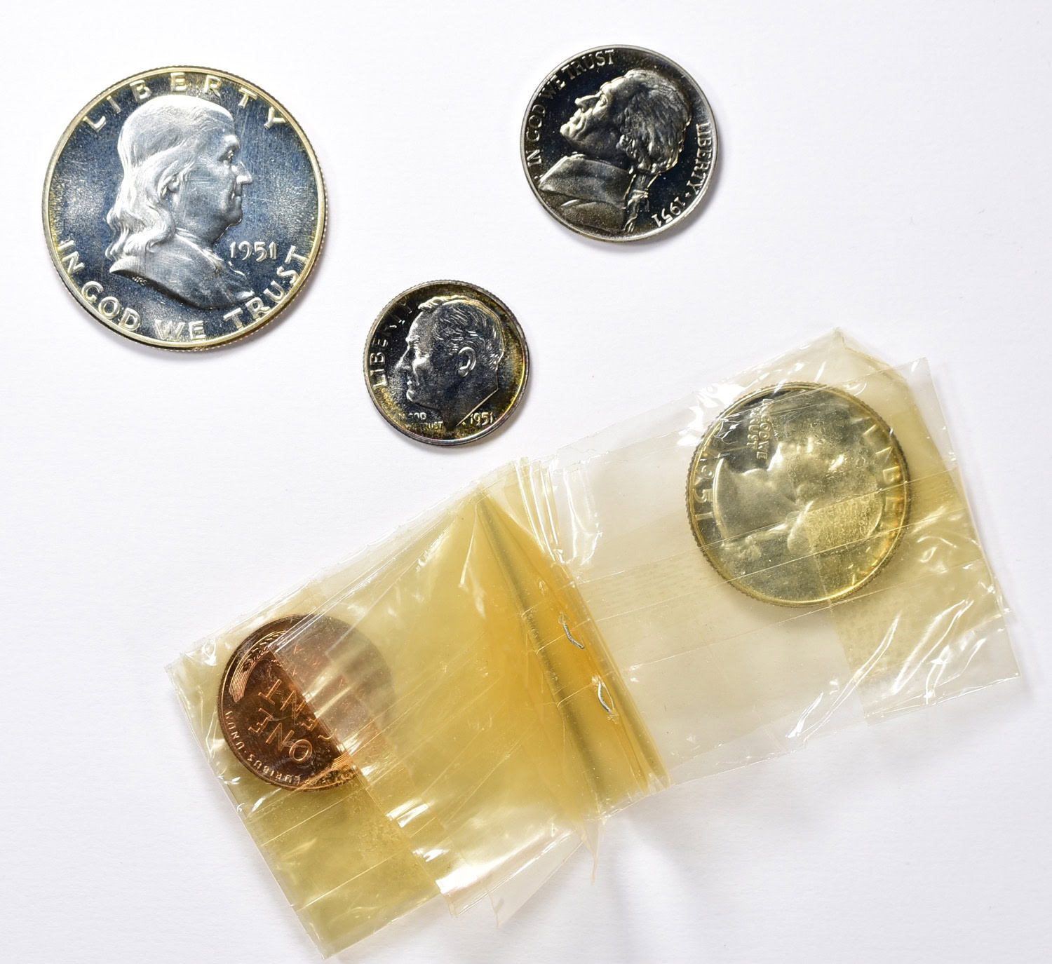 1951 1c-50c Proof Set Uncertified in Original Government Packaging (5 ...