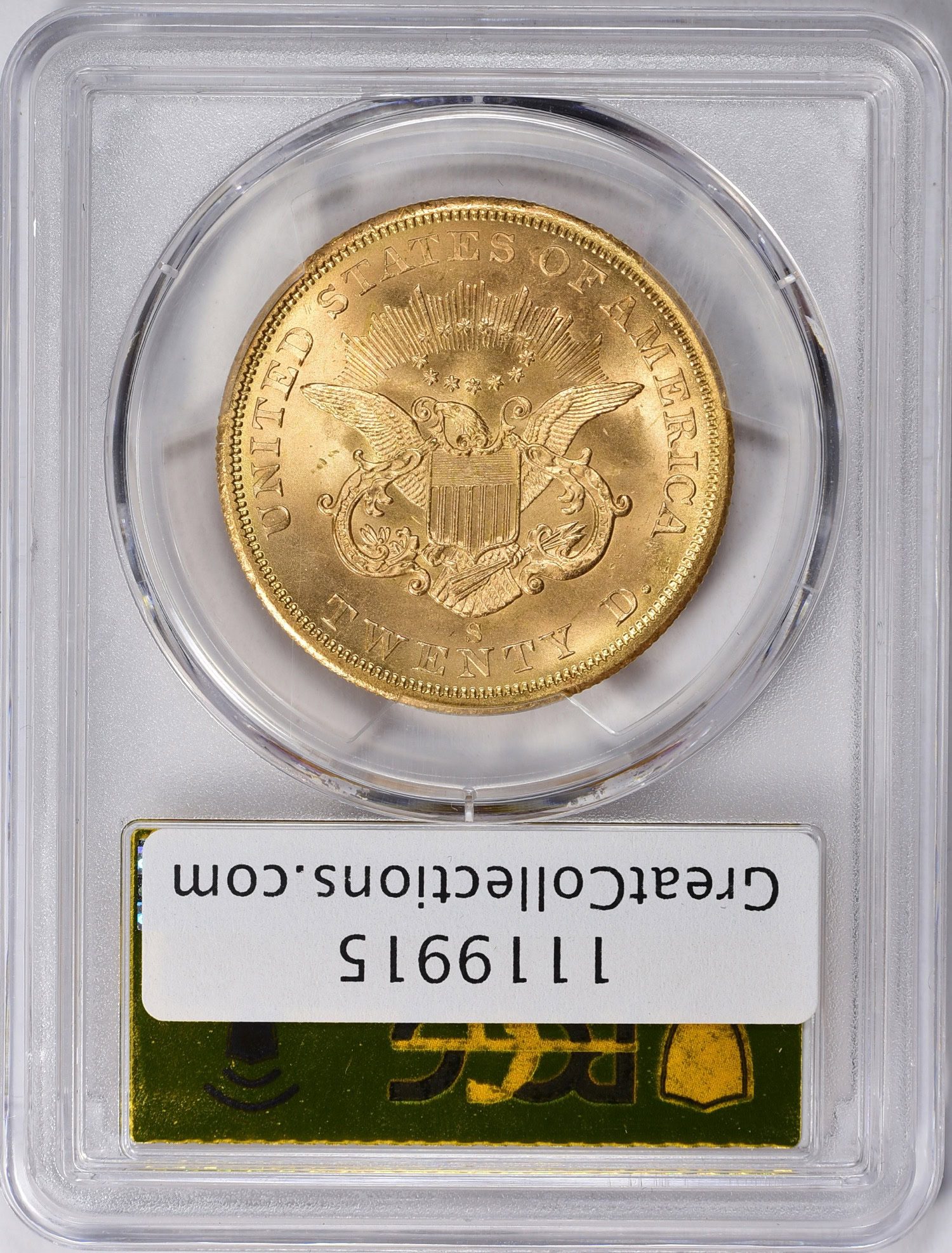 1857-S Liberty Gold Double Eagle Spiked Shield Shipwreck S.S. Central America PCGS MS-67+ (CAC ...