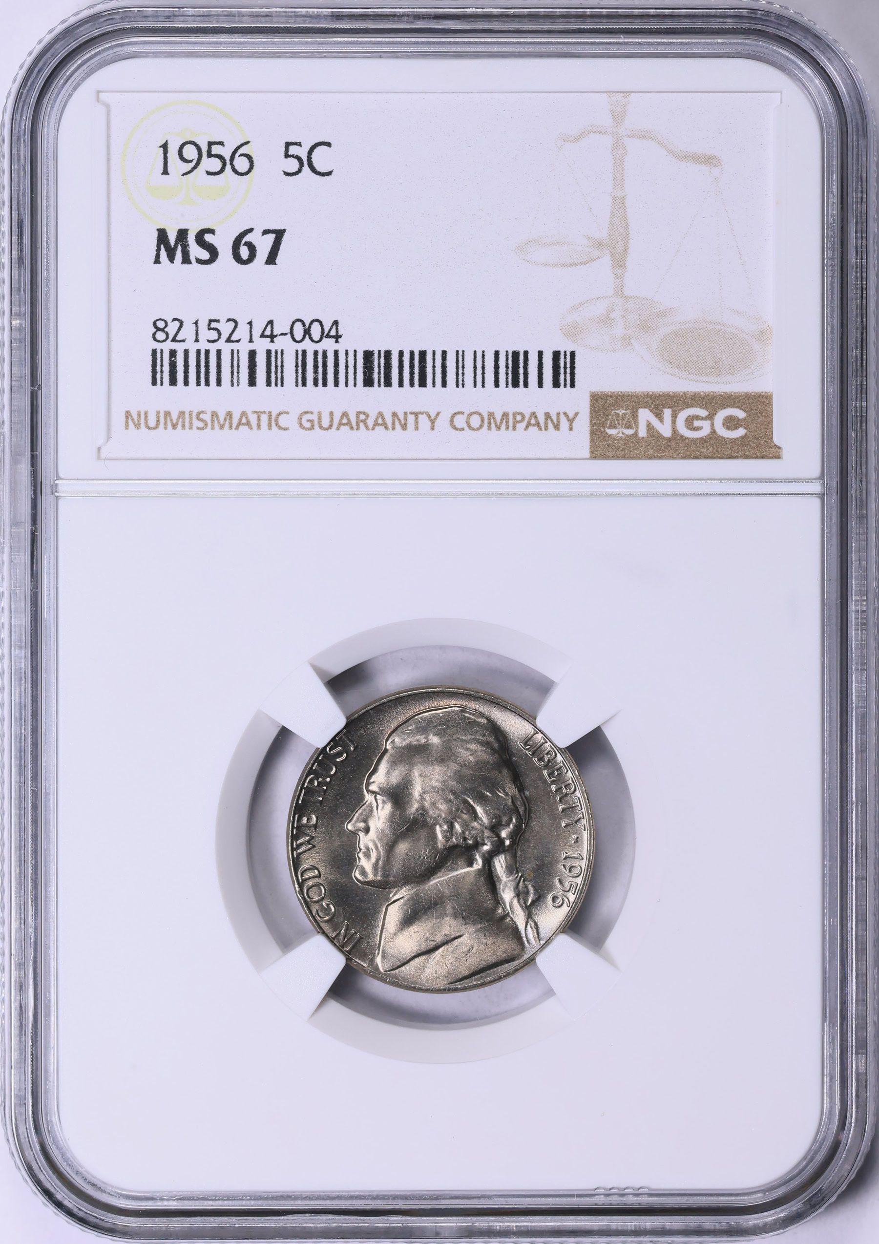 1956 Jefferson Nickel NGC MS-67 (Item 1121620) | GreatCollections Coin ...