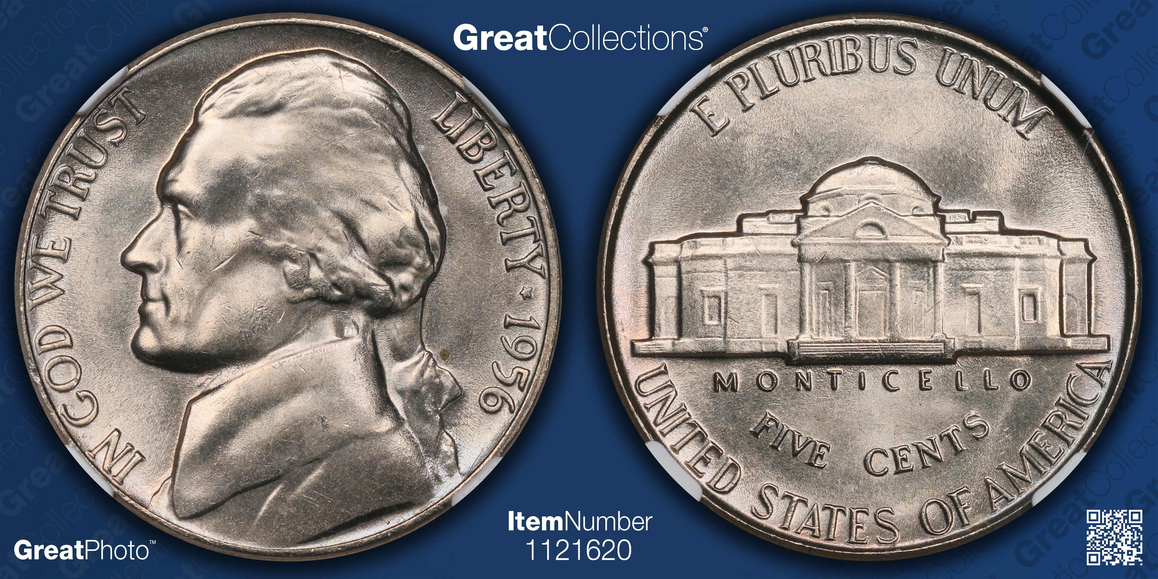 1956 Jefferson Nickel NGC MS-67 (Item 1121620) | GreatCollections Coin ...