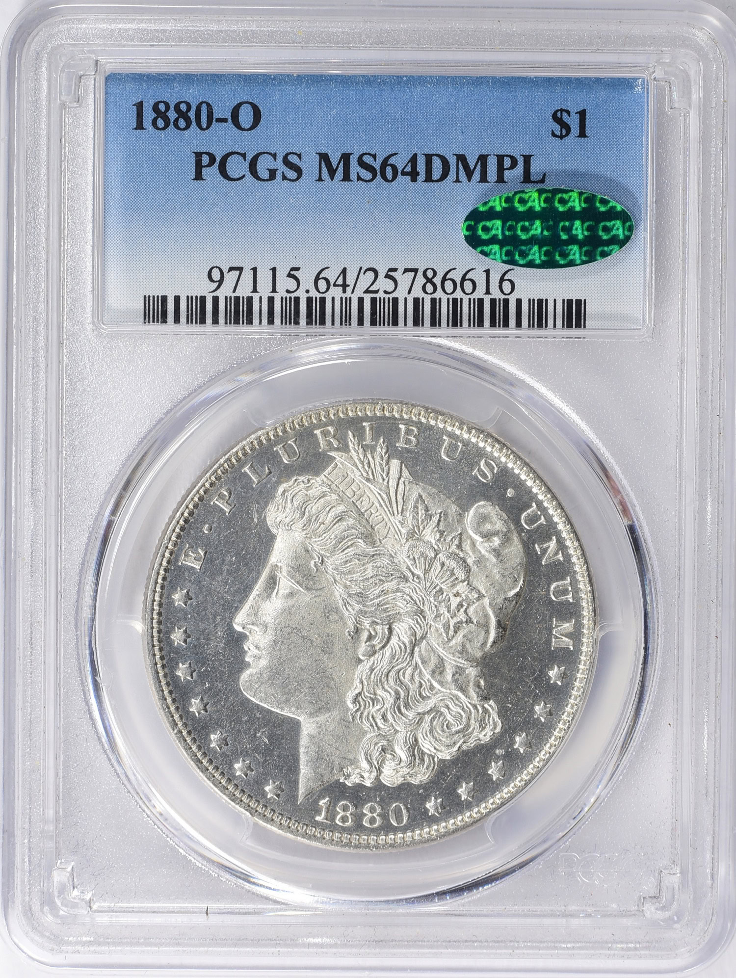 1880-O Morgan Silver Dollar PCGS MS-64 DMPL (CAC Green) (Item 1127117) | GreatCollections Coin ...