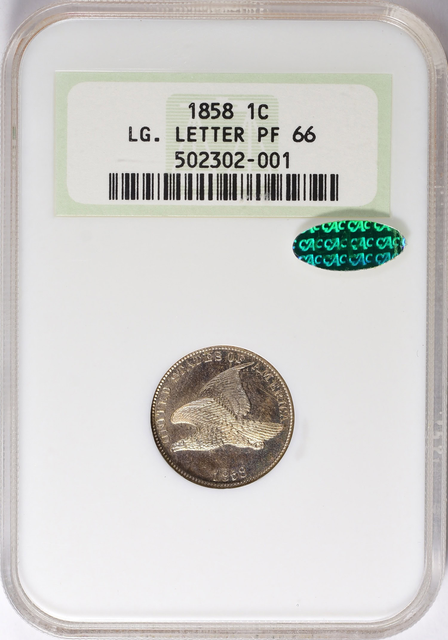 1858 Flying Eagle Cent Large Letters NGC Proof-66 (CAC Green) OH (Item ...